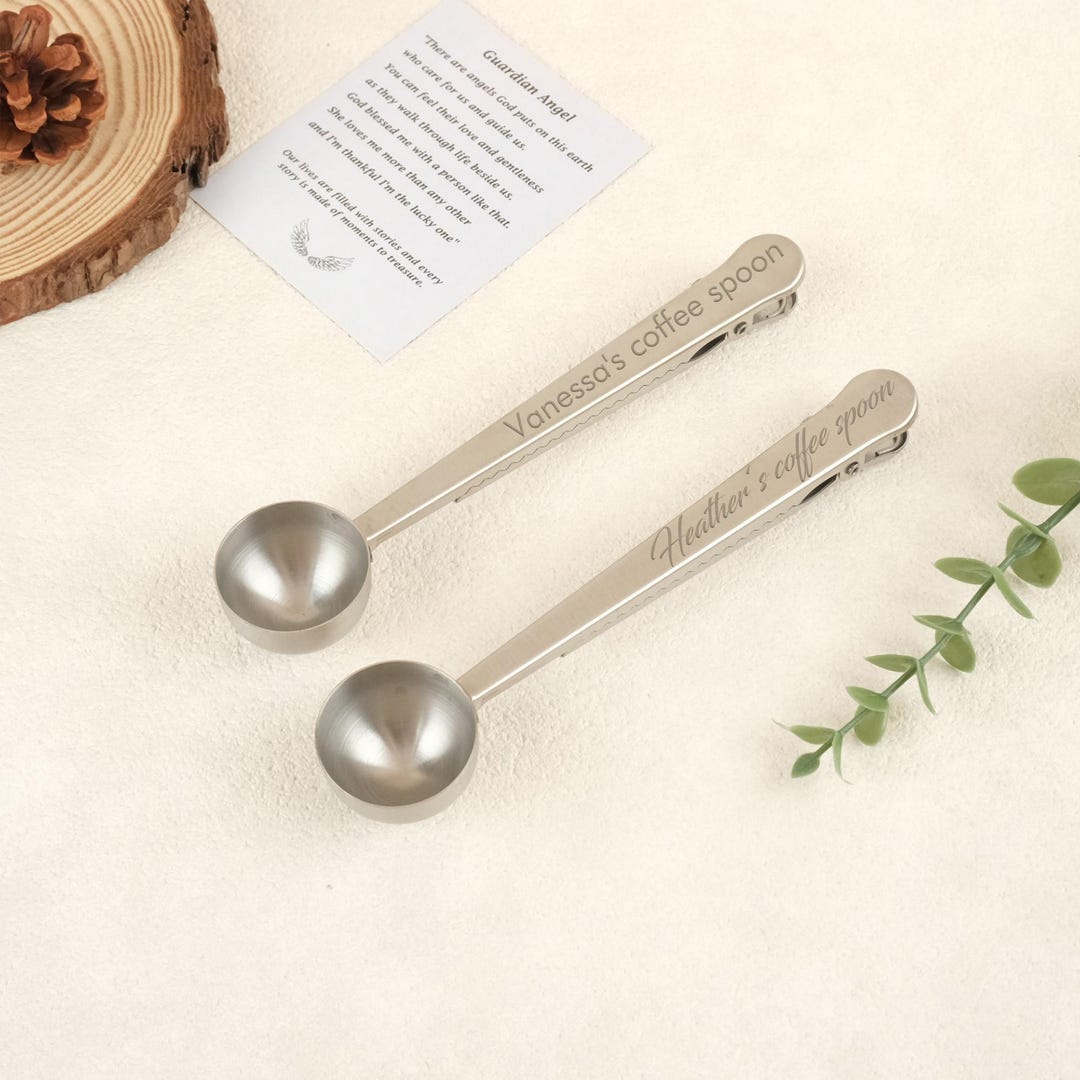 Personalized Coffee Spoon Clip, Custom Engraved Name Coffee Spoon, Bag ...