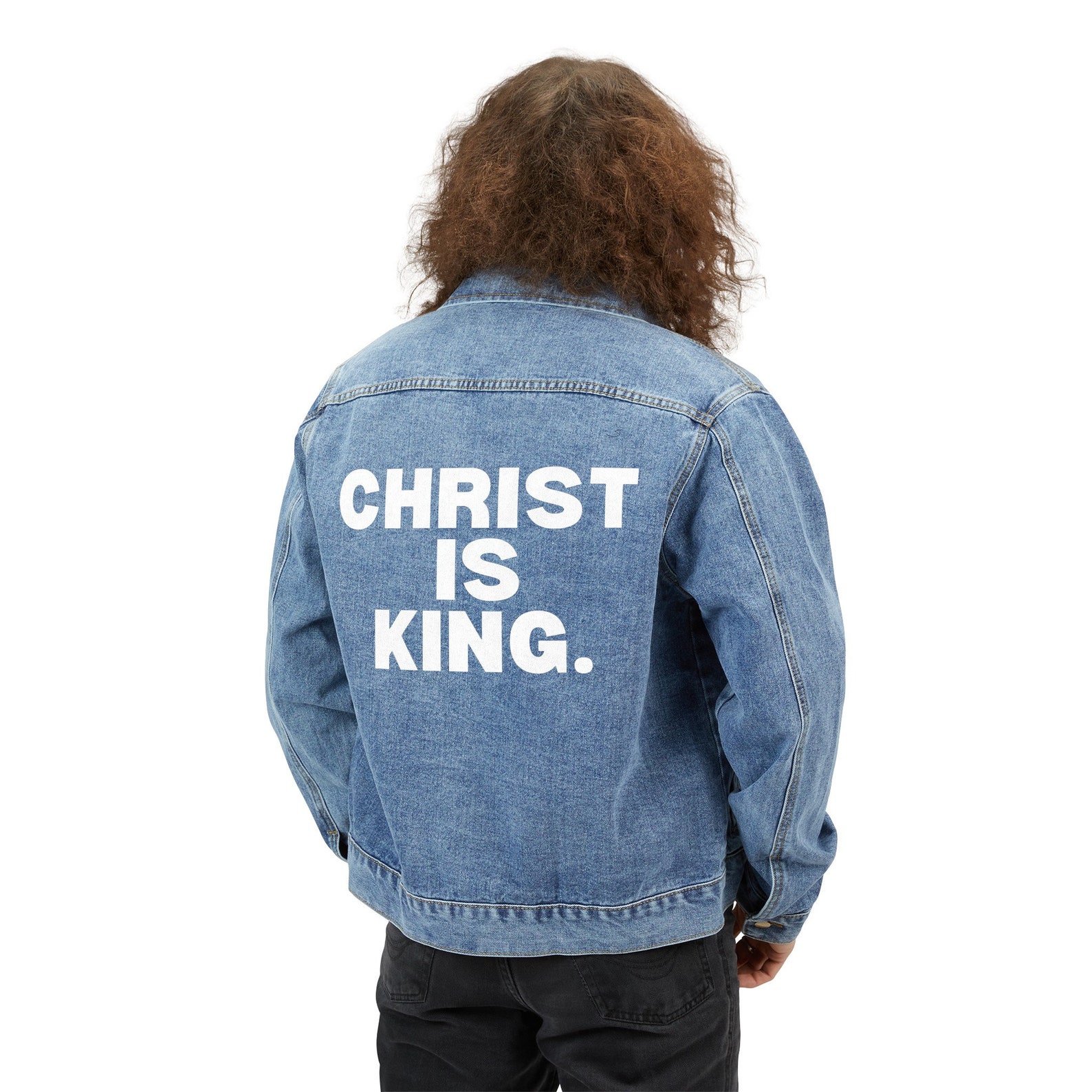 Christ is King Men's Denim Jacket - Etsy