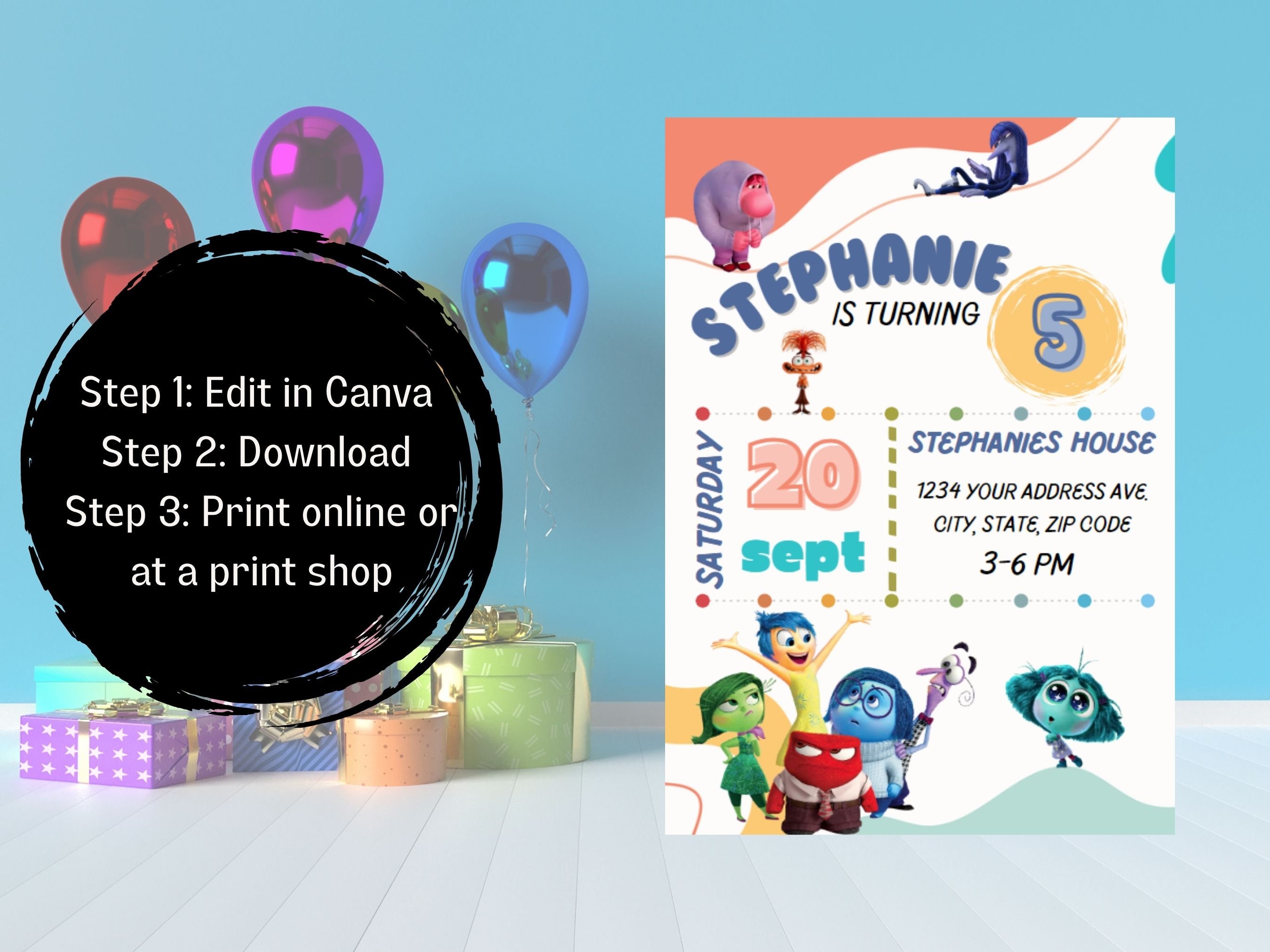 Inside Out Birthday Invitation, Inside Out Party, Printable Invitation ...