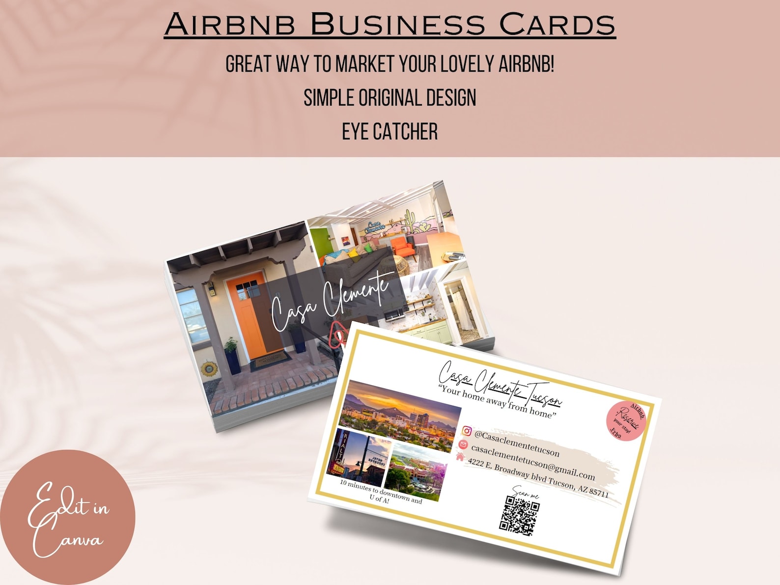 AIRBNB QR Code Business Card, Personalize on CANVA - Etsy