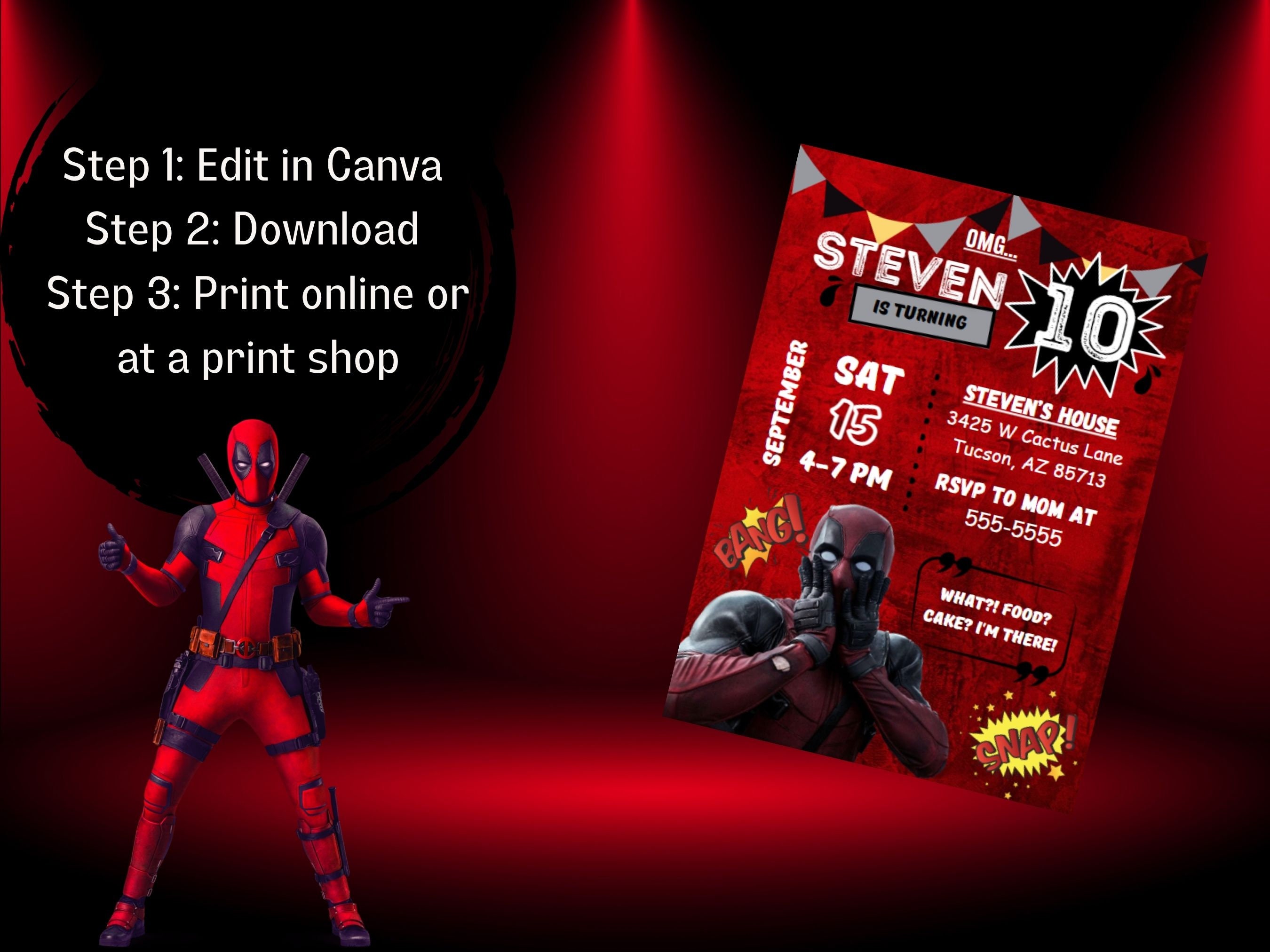 Deadpool Birthday Invitation, OMG Deadpool, Printable Invitation ...