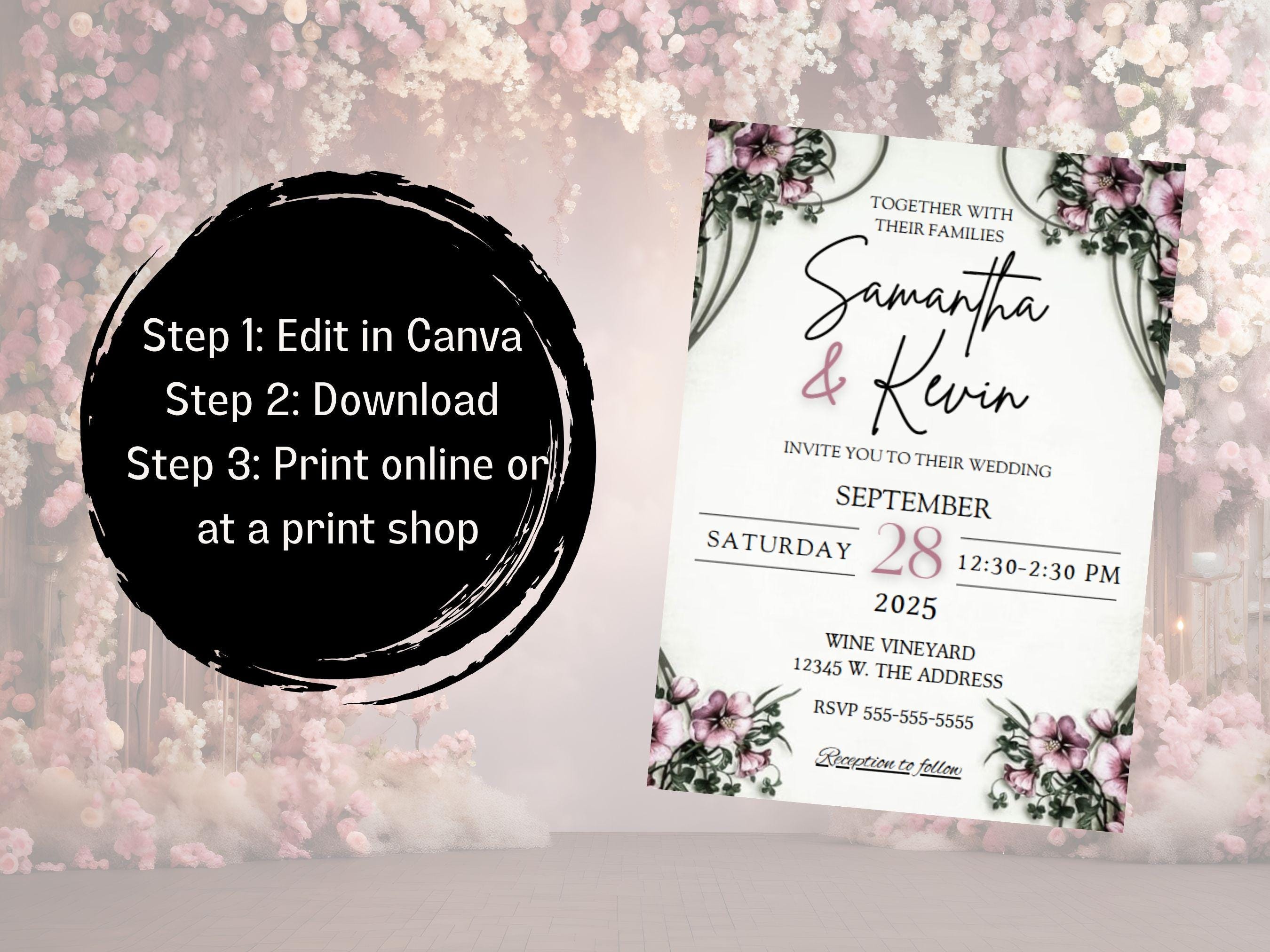 Editable Beautiful Wedding Invitation, Printable Wedding Invite ...