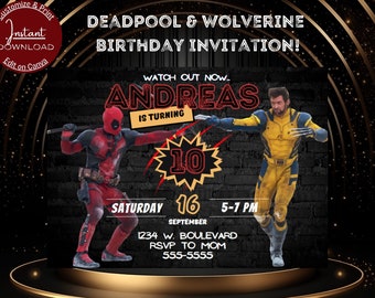 Deadpool Birthday Invitation, OMG Deadpool, Printable Invitation ...
