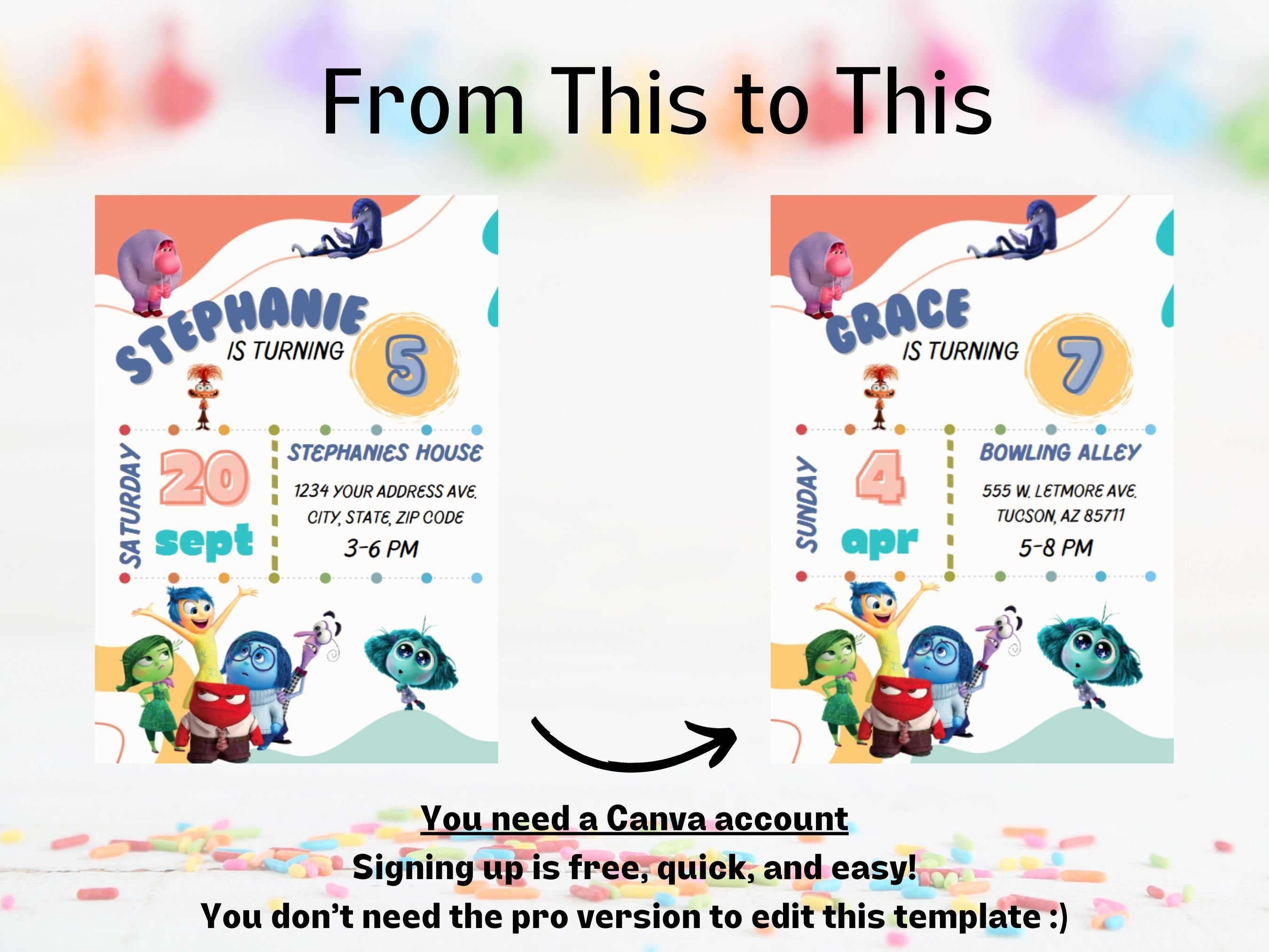 Inside Out Birthday Invitation, Inside Out Party, Printable Invitation ...