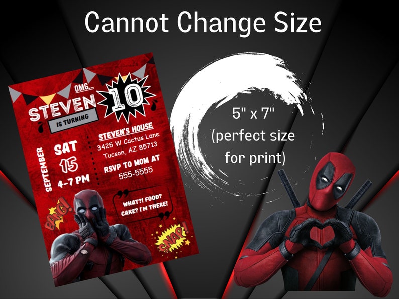 Deadpool Birthday Invitation, OMG Deadpool, Printable Invitation ...