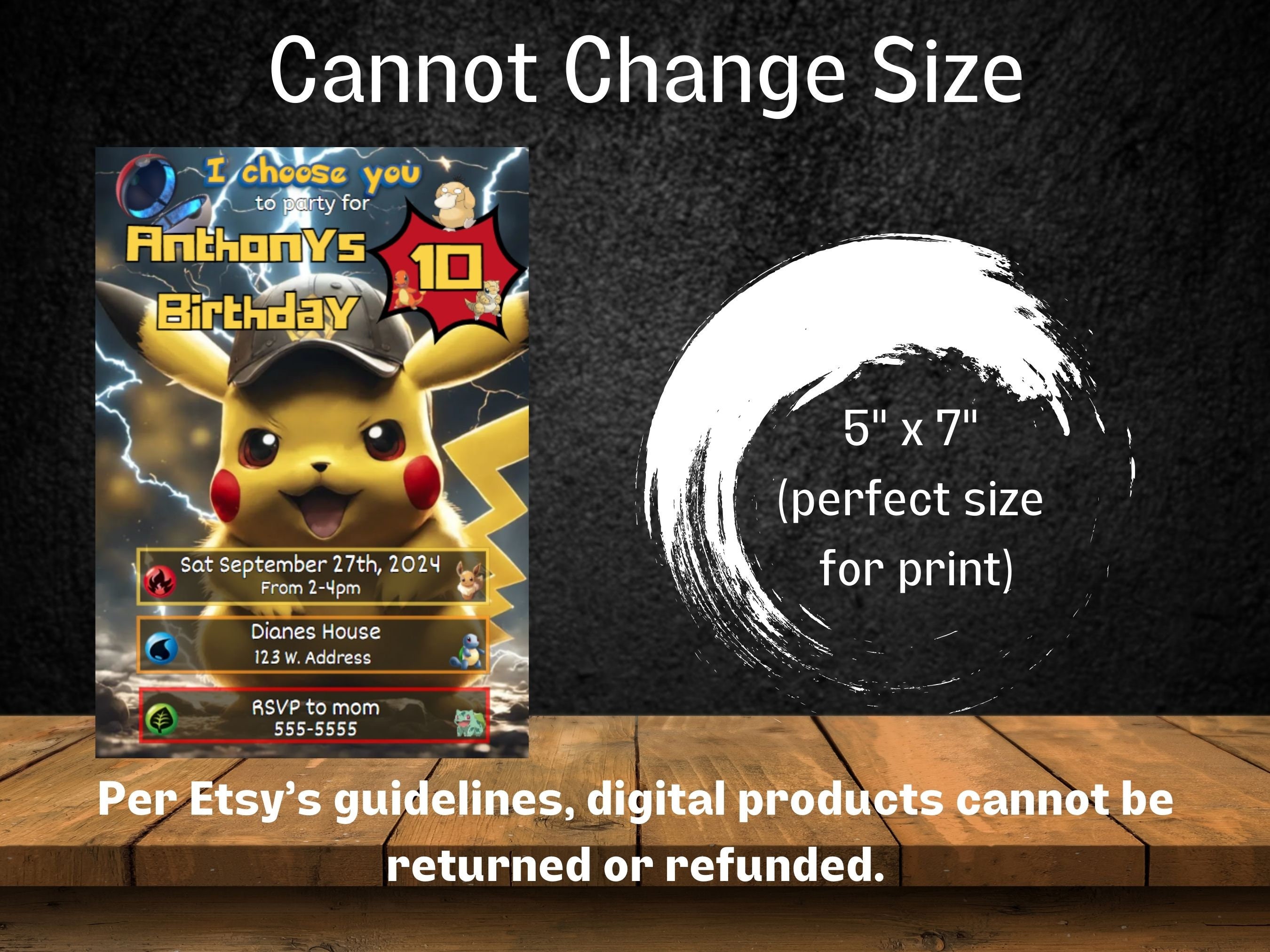 Pikachu Birthday Invitation, Pokemon Party, Printable Invitation ...