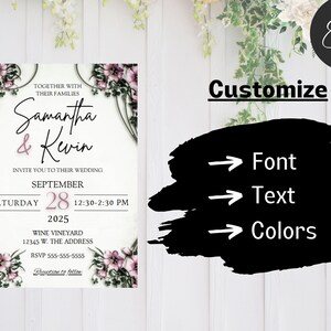 Editable Beautiful Wedding Invitation, Printable Wedding Invite ...