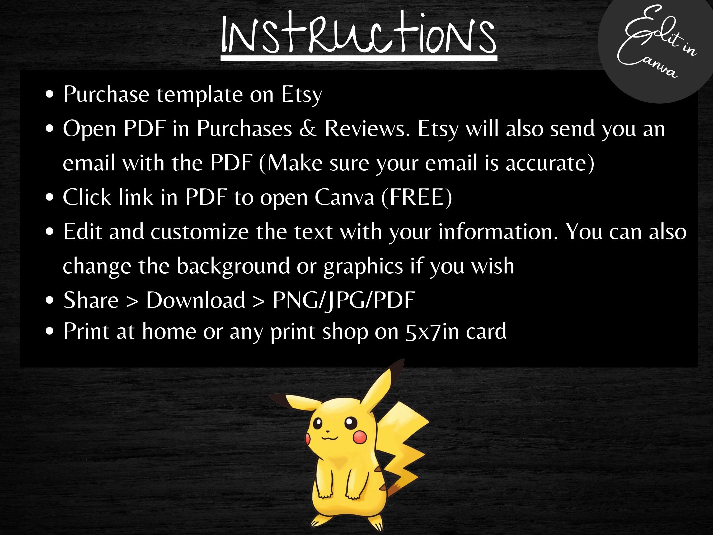 Pikachu Birthday Invitation, Pokemon Party, Printable Invitation ...