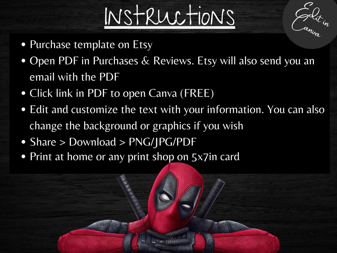 Deadpool Birthday Invitation, OMG Deadpool, Printable Invitation ...