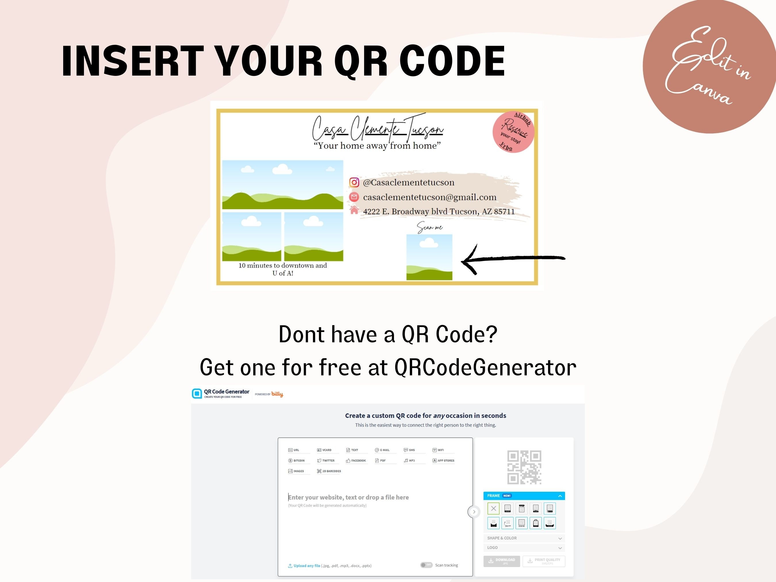 AIRBNB QR Code Business Card, Personalize on CANVA - Etsy