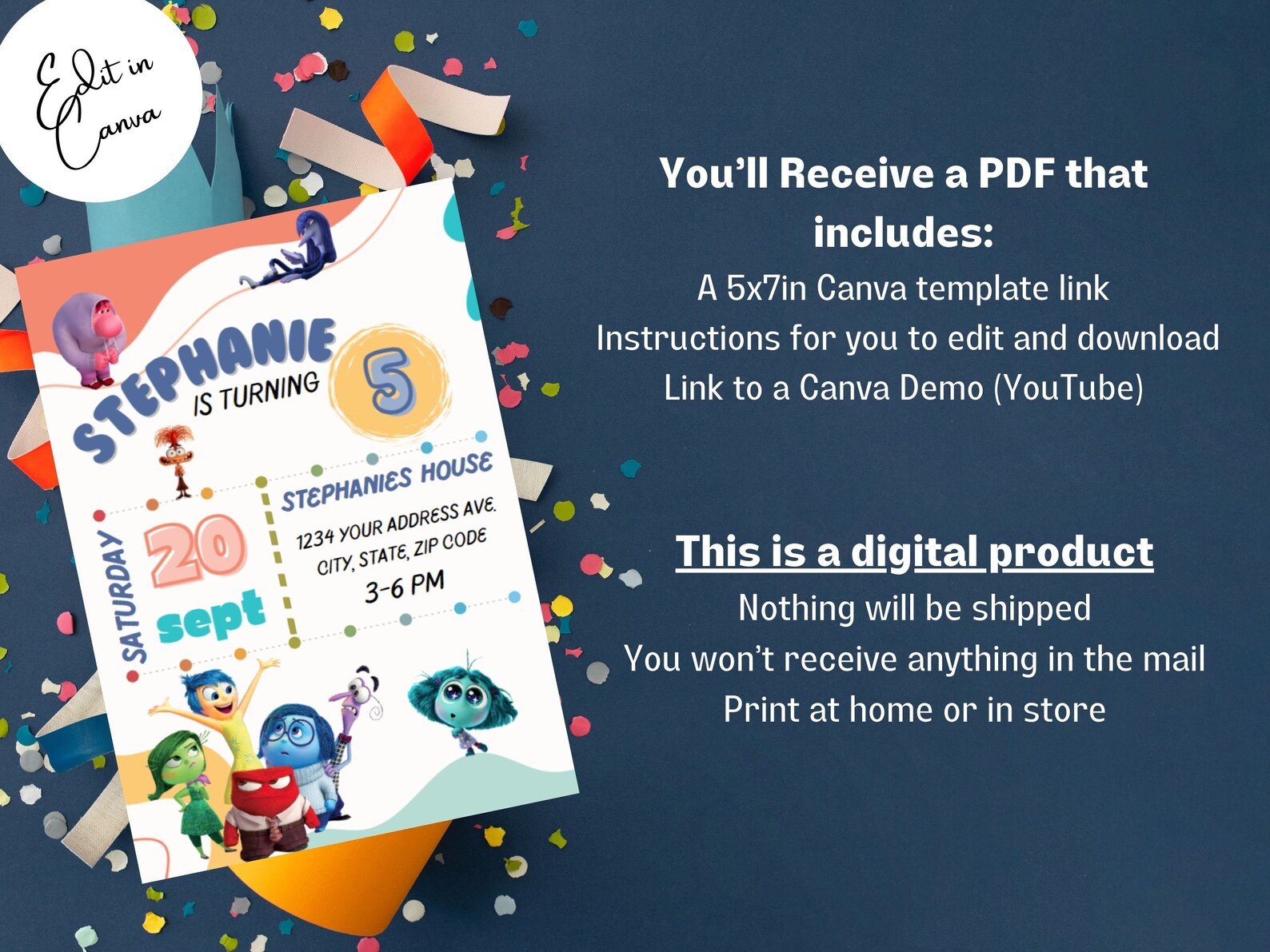 Inside Out Birthday Invitation, Inside Out Party, Printable Invitation ...