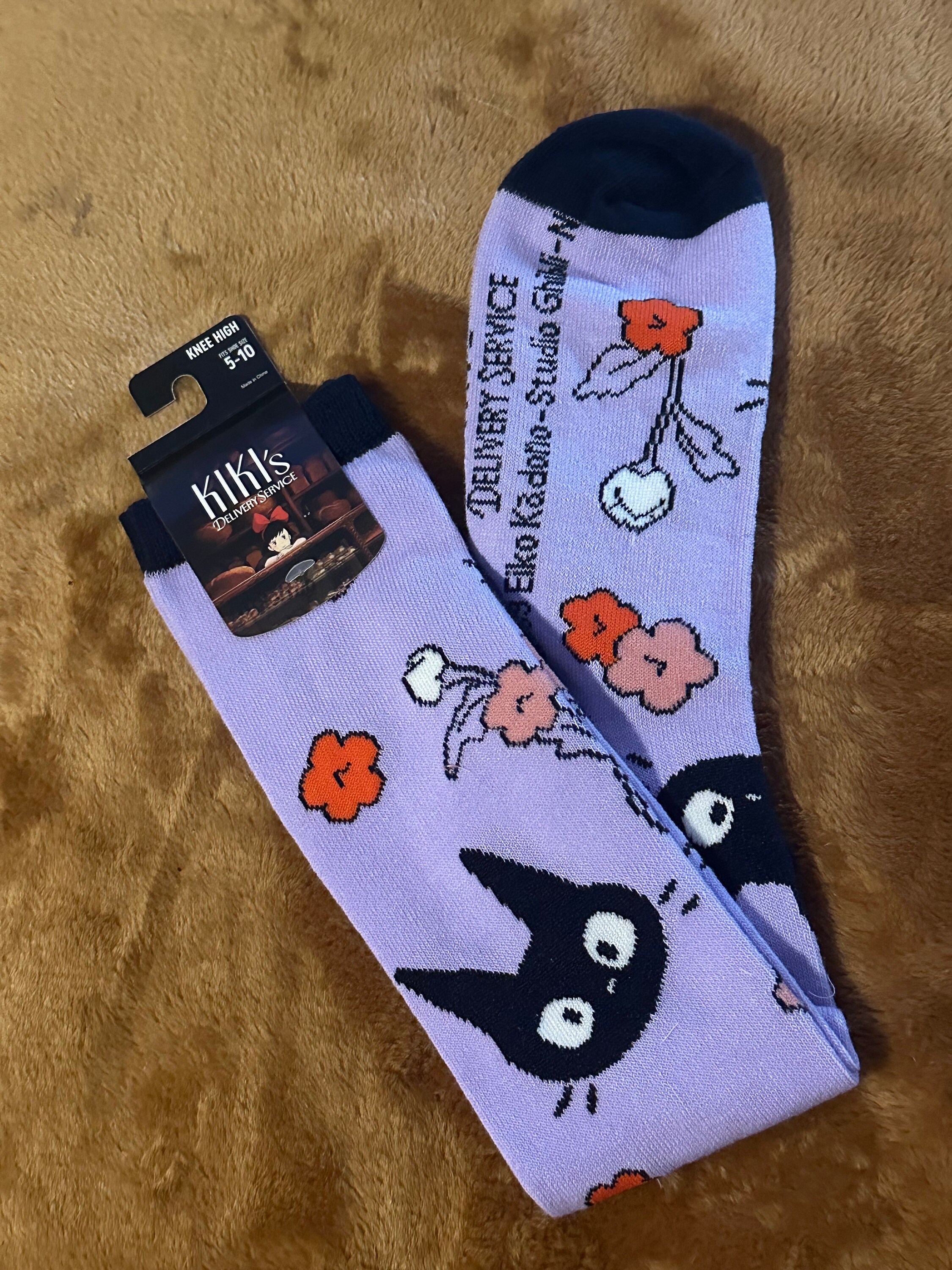 Studio Ghibli Kiki's Delivery Service Jiji Floral Lavender Knee-high ...