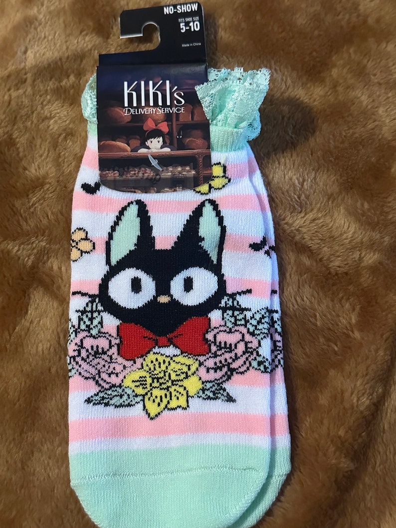 Studio Ghibli Kiki's Delivery Service Jiji Stripe No-show Socks - Etsy