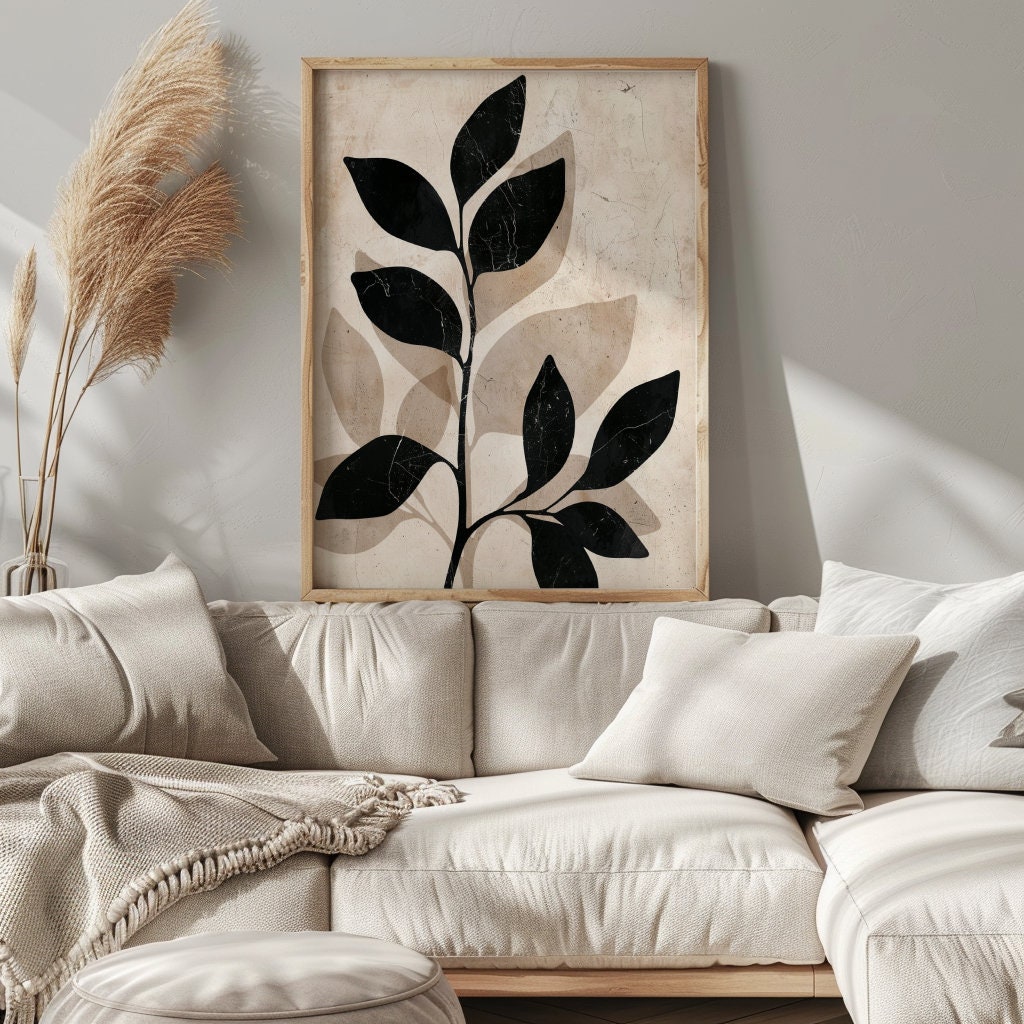 Neutral Wall Art Printable, Modern Minimalist, Boho Leaf Prints ...