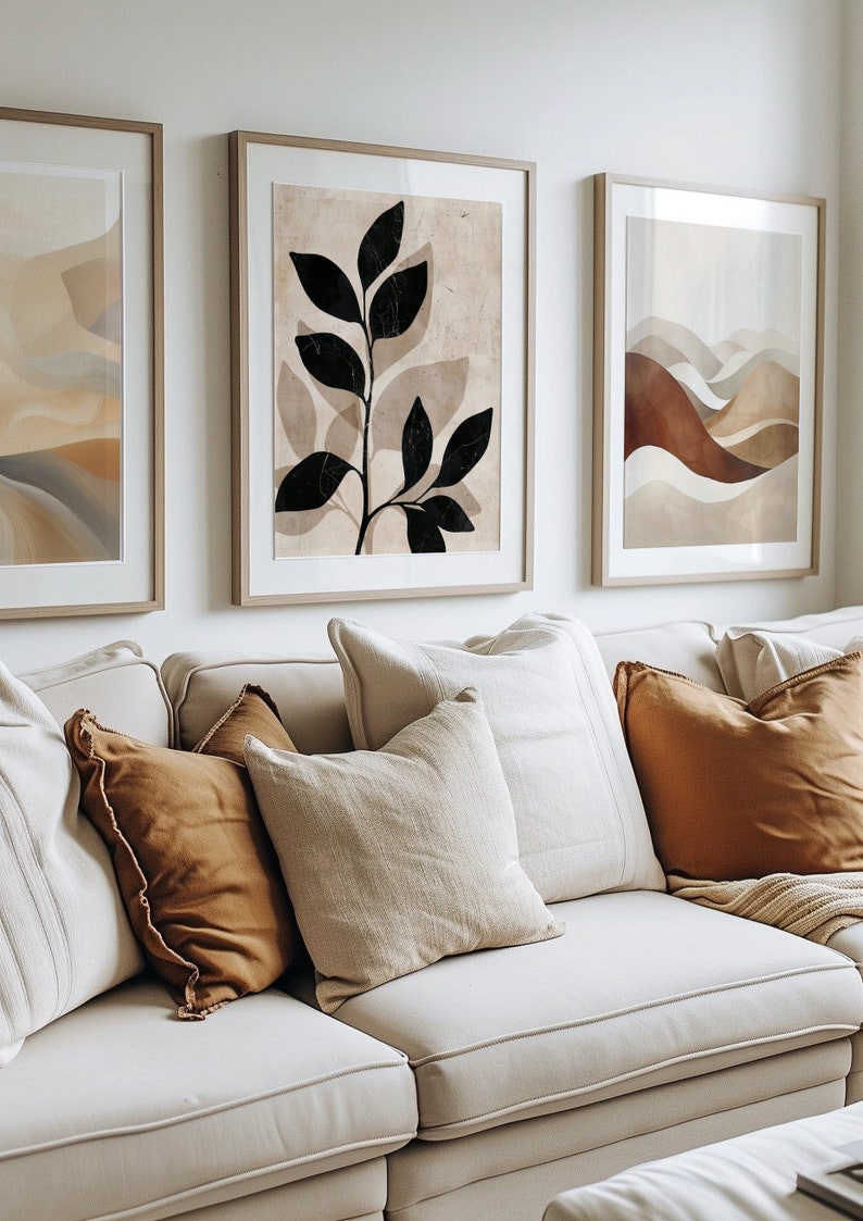 Neutral Wall Art Printable, Modern Minimalist, Boho Leaf Prints ...