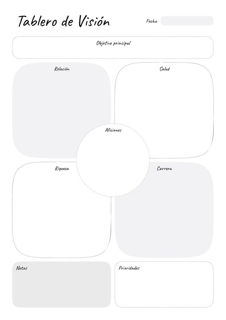 Printable Nice and Minimalist Vision Board | A4 | Organize and ...