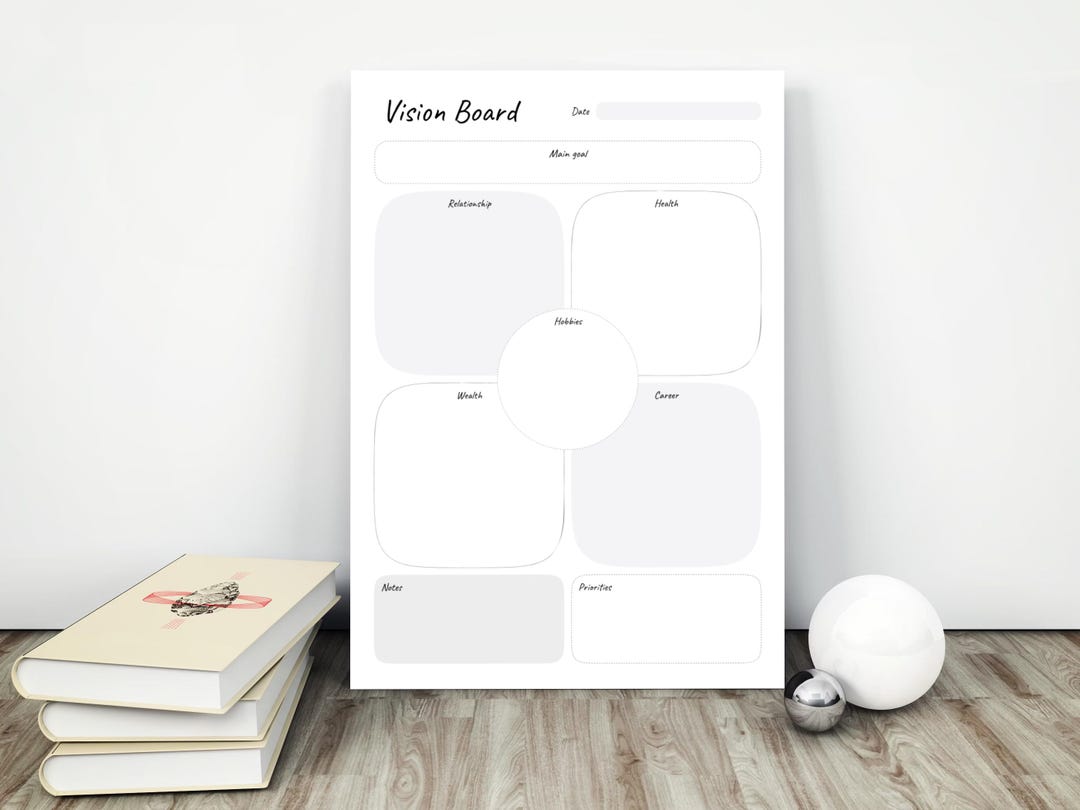 Printable Nice and Minimalist Vision Board | A4 | Organize and ...