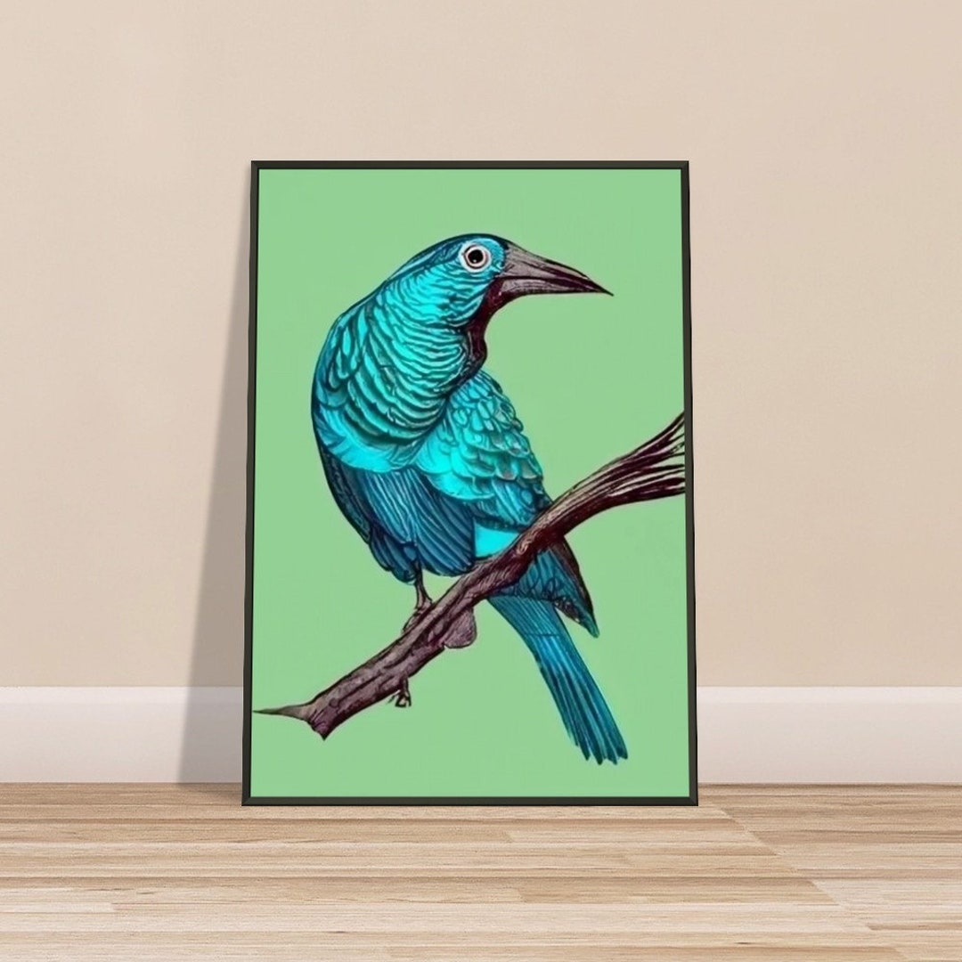 Flashy Blue Bird Wall Art Premium Matte Paper Metal Framed Poster - Etsy