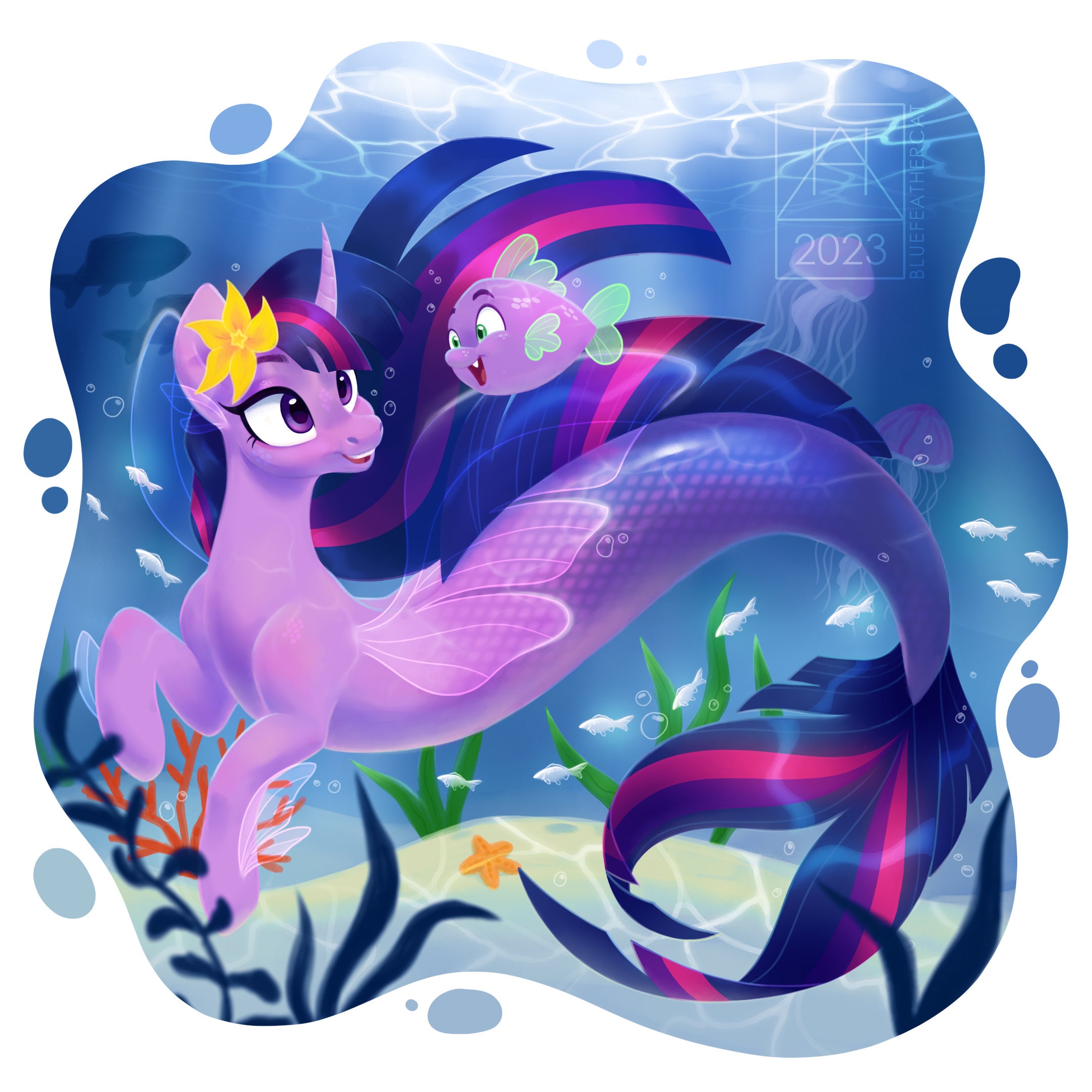 Twilight Sparkle Merpony Mermaid Seapony MLP 8.5x11 Print With Satin ...