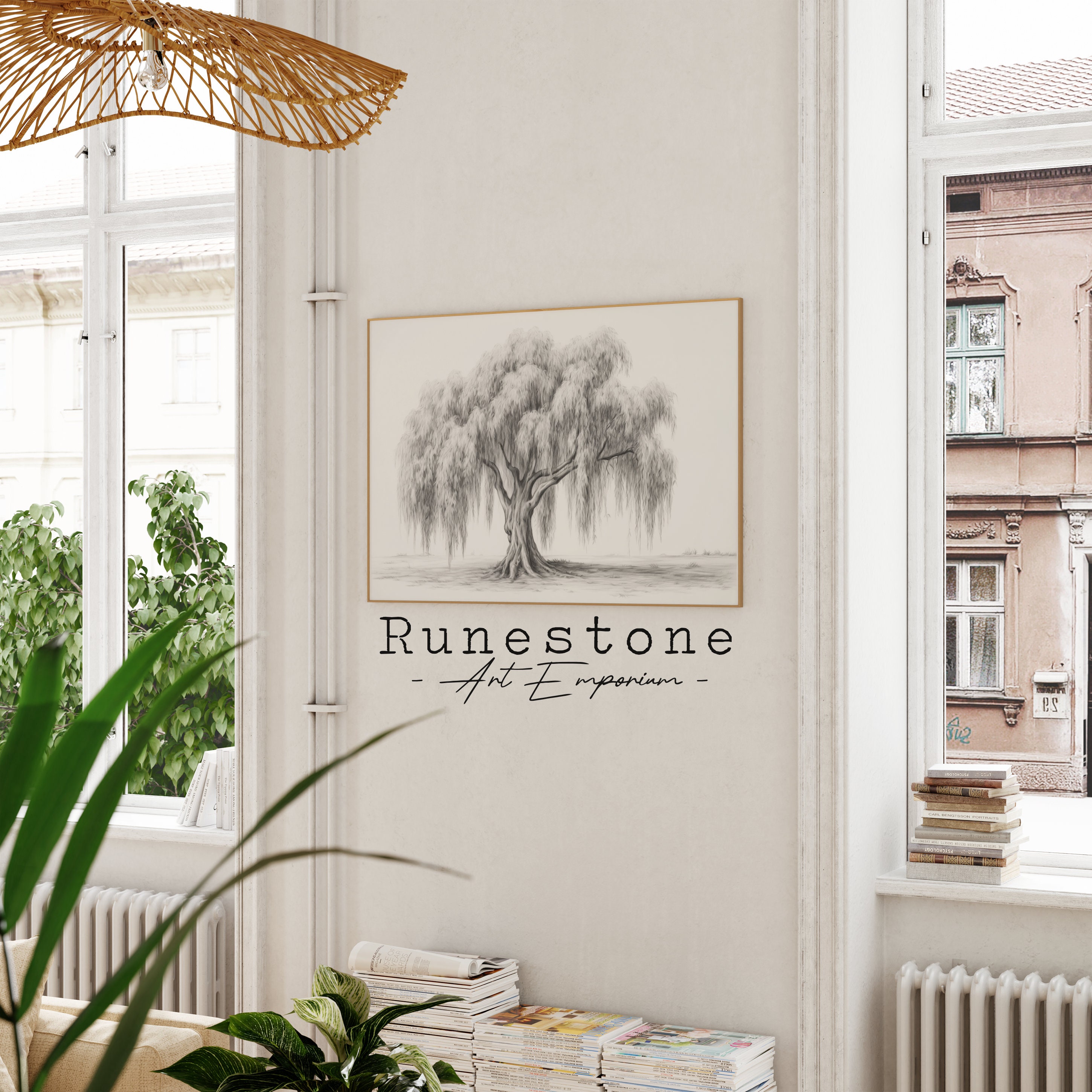 Willow Tree Sketch Print Botanical Wall Art Minimal Portrait Pencil ...