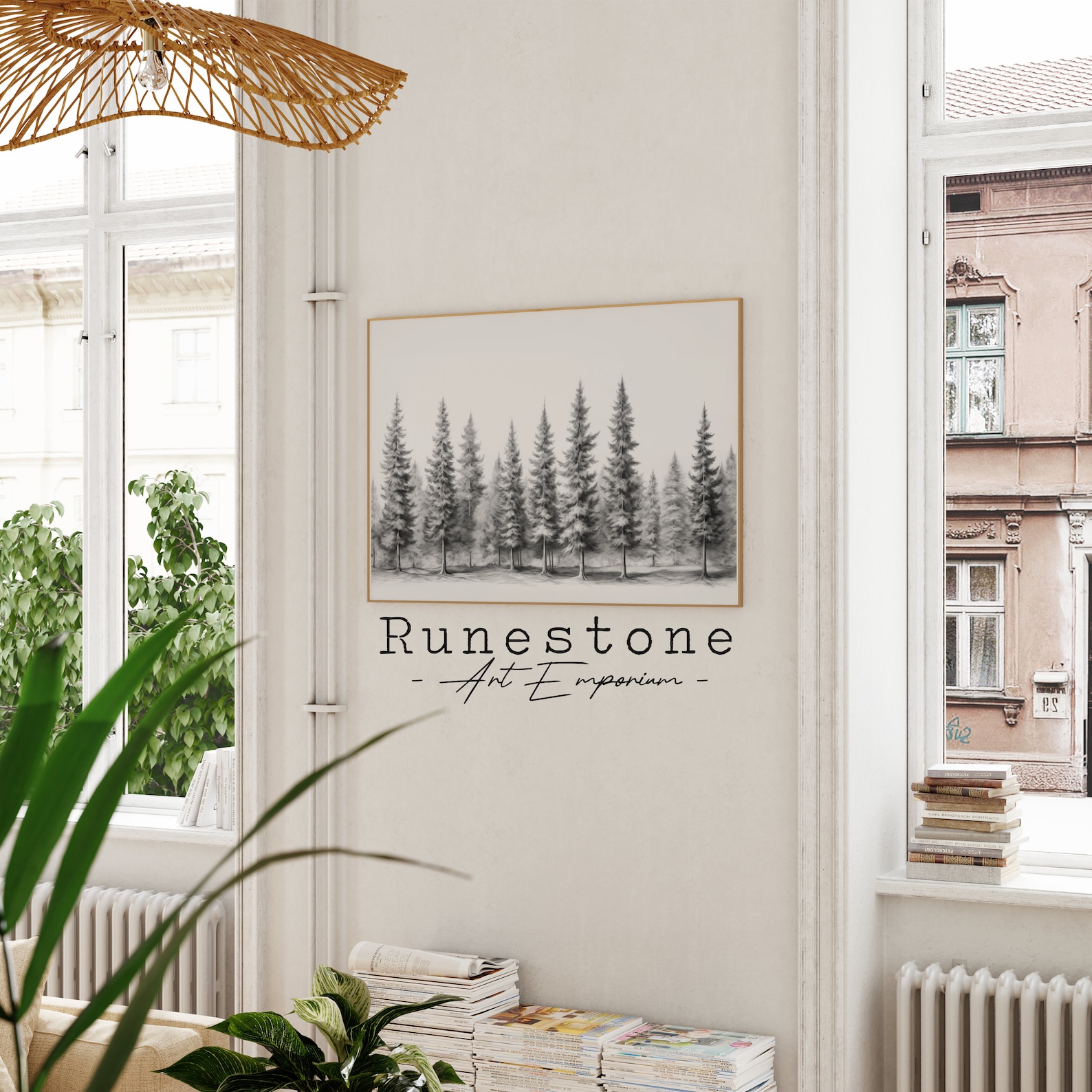 Pine Forest Botanical Sketch | Pine Tree Drawing | Minimal Landscape ...
