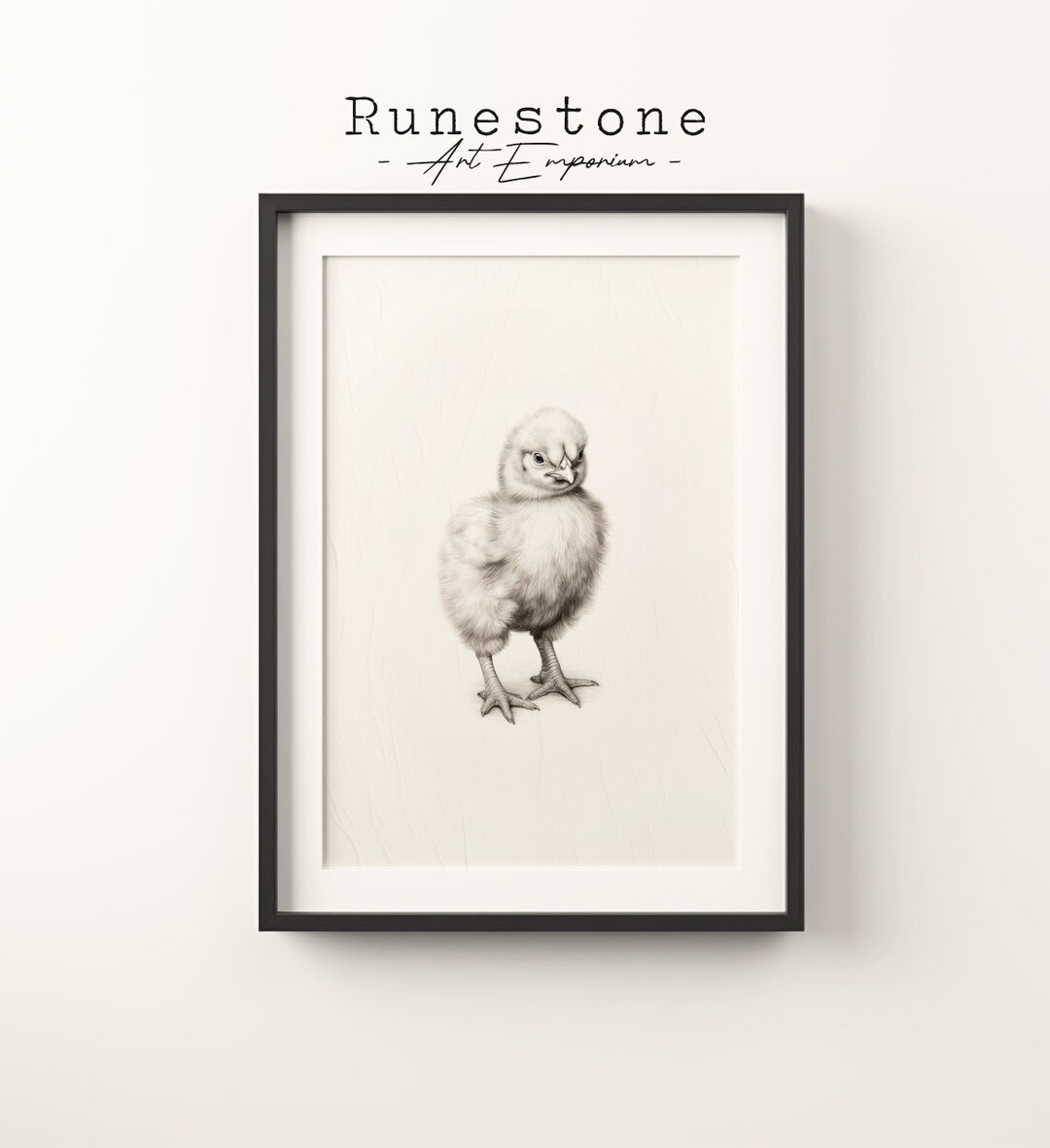 Vintage Baby Chick Sketch Print | Farmhouse Wall Art | Minimal Portrait ...