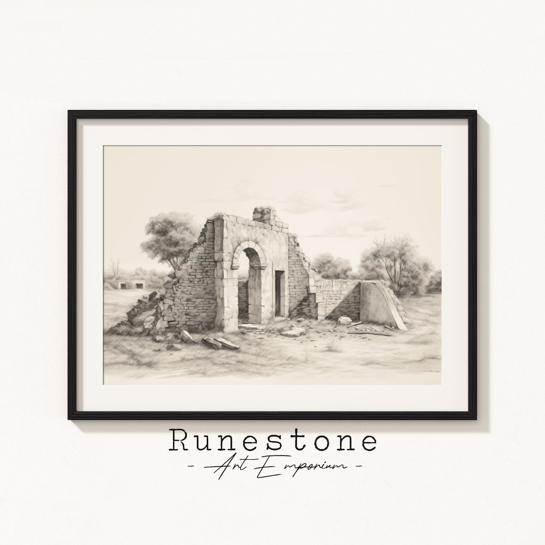 Ancient Ruins | Architecture Sketch | Minimal Wall Art | Historic ...