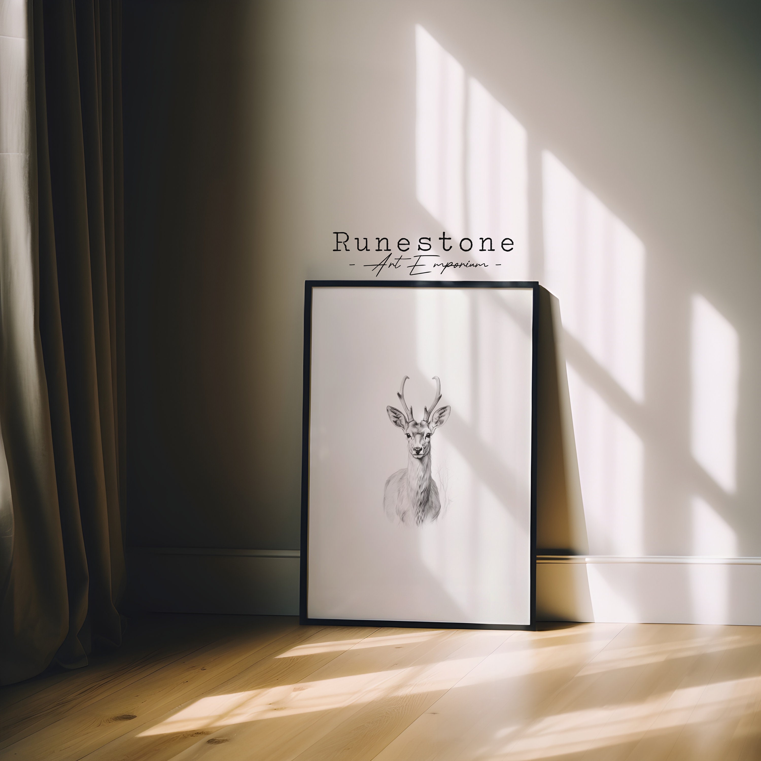 Minimalist Deer Sketch Print | Hand Drawn Deer Wall Art | Minimalist ...