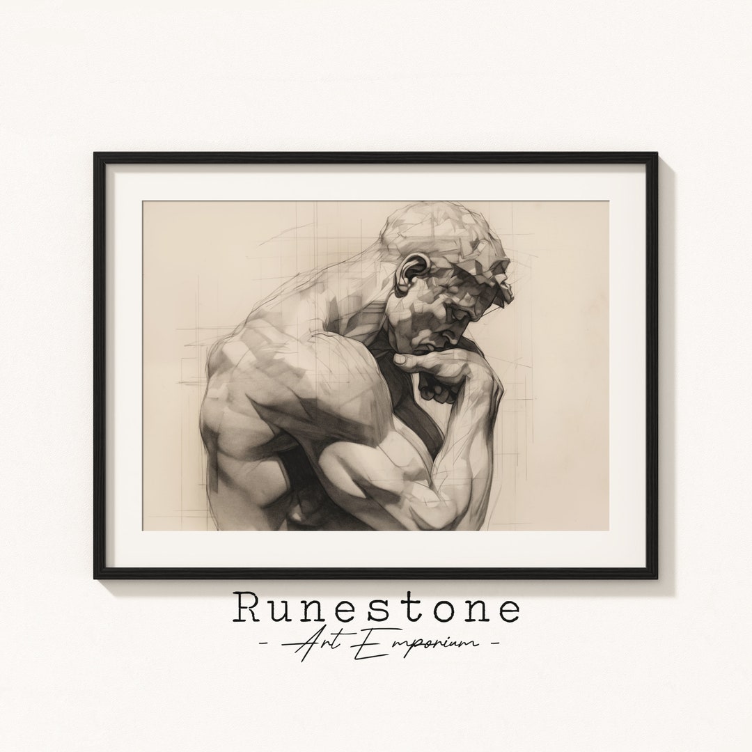 Stoic Thinker Illustration | Ancient Marble Sculpture Sketch | Minimal ...