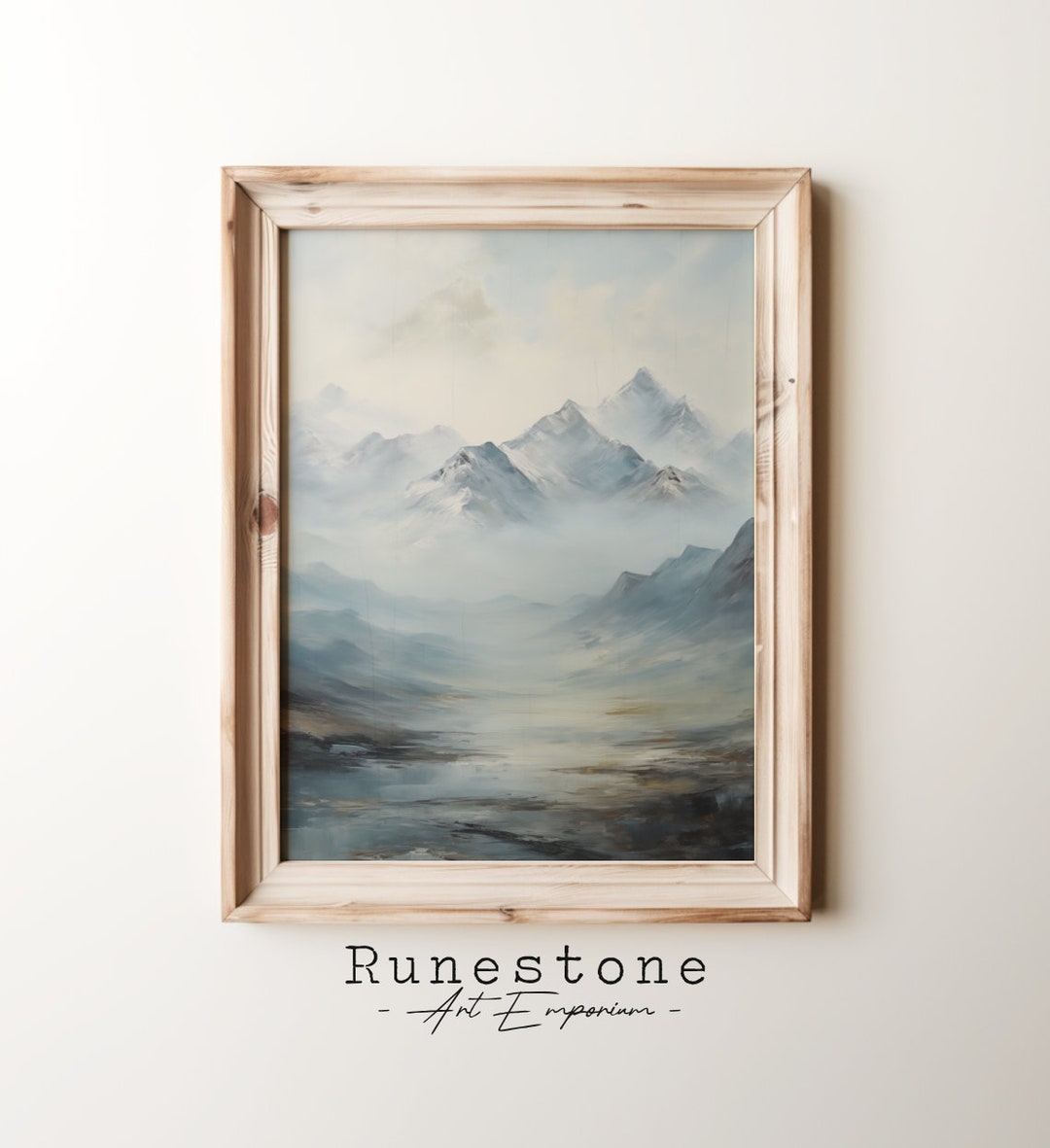 Distant Mountains Vintage Oil Painting DIGITAL ART | Andes Wall Art ...