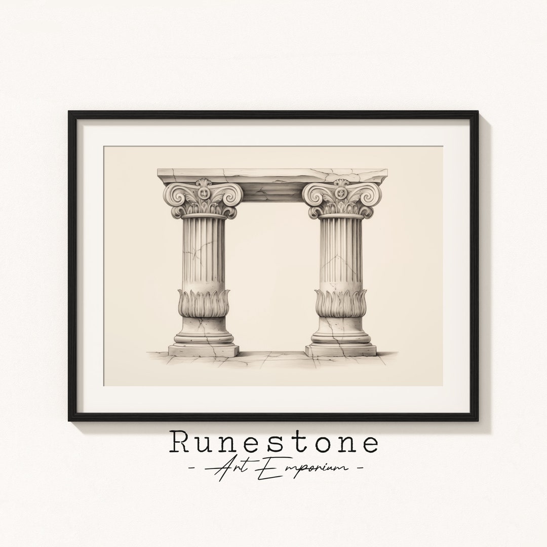 Ancient Greek Pillars | Architecture Sketch | Minimal Wall Art ...