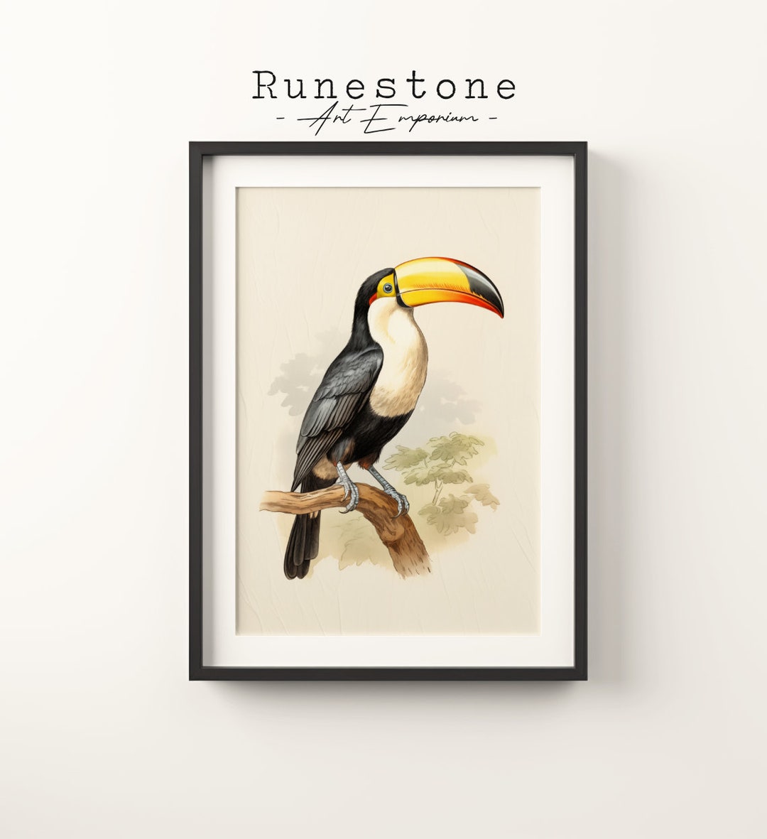 Vintage Toucan Bird Sketch Print | Tropical Boho Wall Art | Minimalist ...