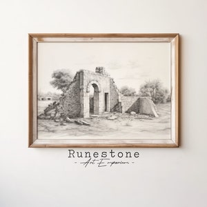 Ancient Ruins | Architecture Sketch | Minimal Wall Art | Historic ...