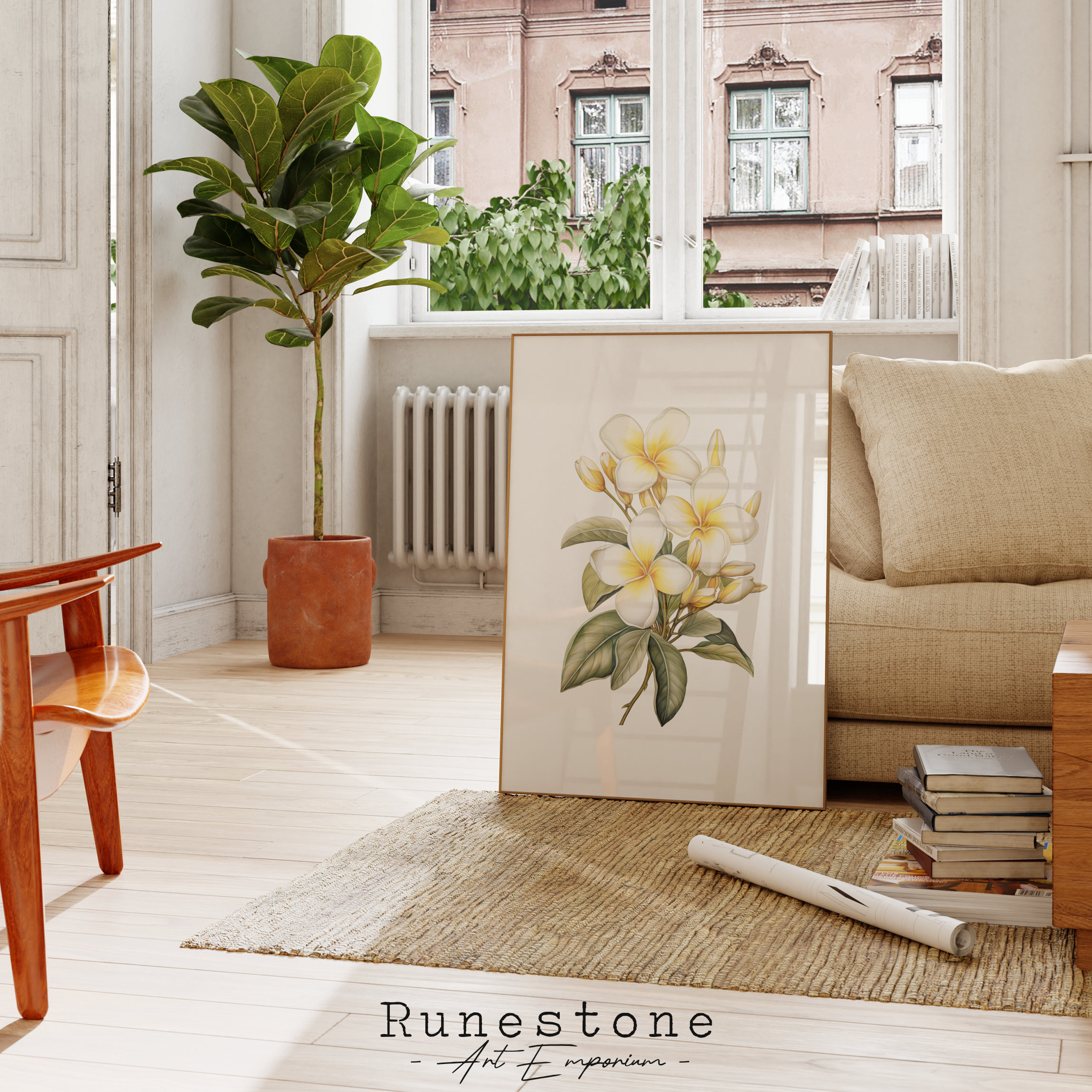 Vintage Frangipani Flower Sketch Print | Floral Boho Wall Art ...