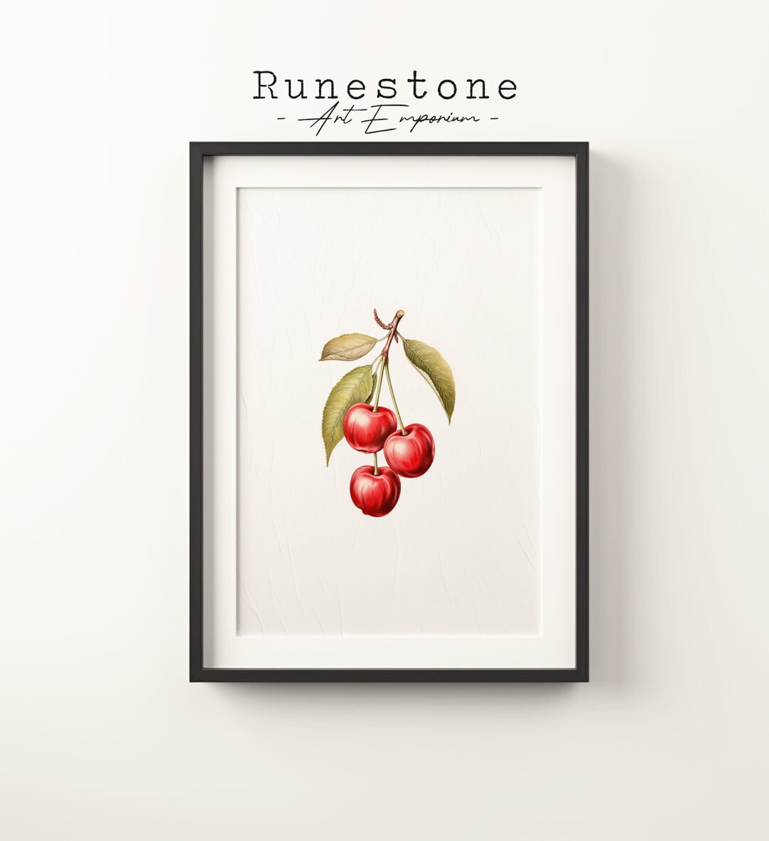 Vintage Cherry Sketch | Tropical Fruit Boho Wall Art | Minimalist ...