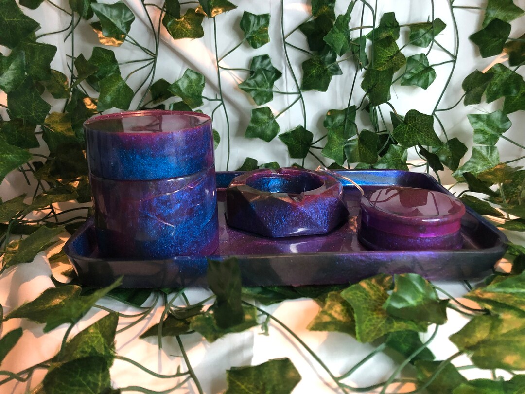 Epoxy Reisn Roll up Tray W/ Light up Stash Jar, Light up Ash Tray ...
