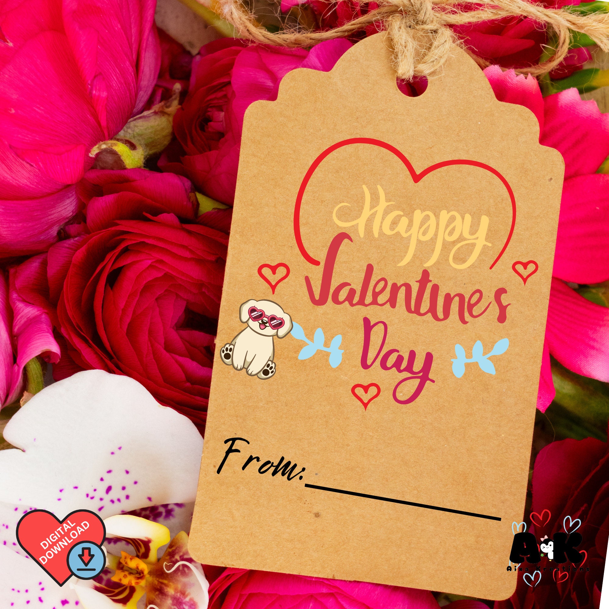 Valentines Printable Gift Tag Valentines Gift Tag Printable Valentines ...