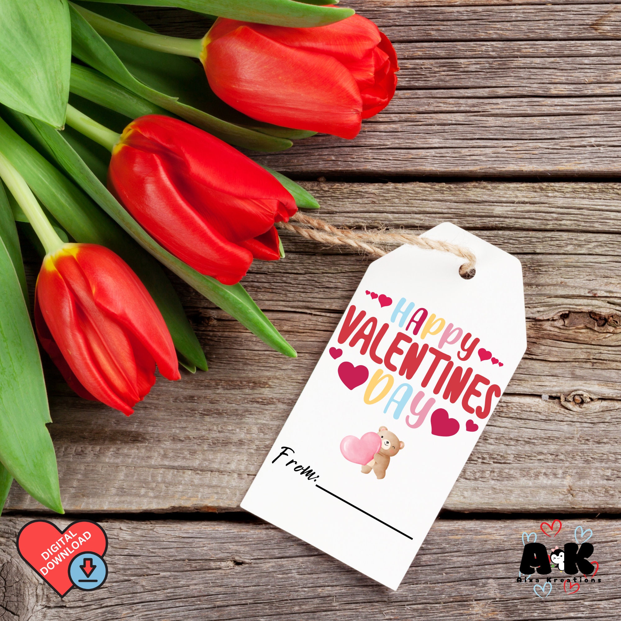 Valentines Printable Gift Tag Valentines Gift Tag Printable Valentines ...