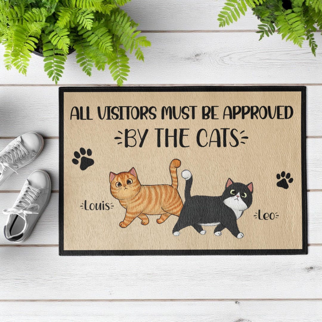 All Visitors Must Be Approved by the Cats Rug, Funny Personalized Cat ...