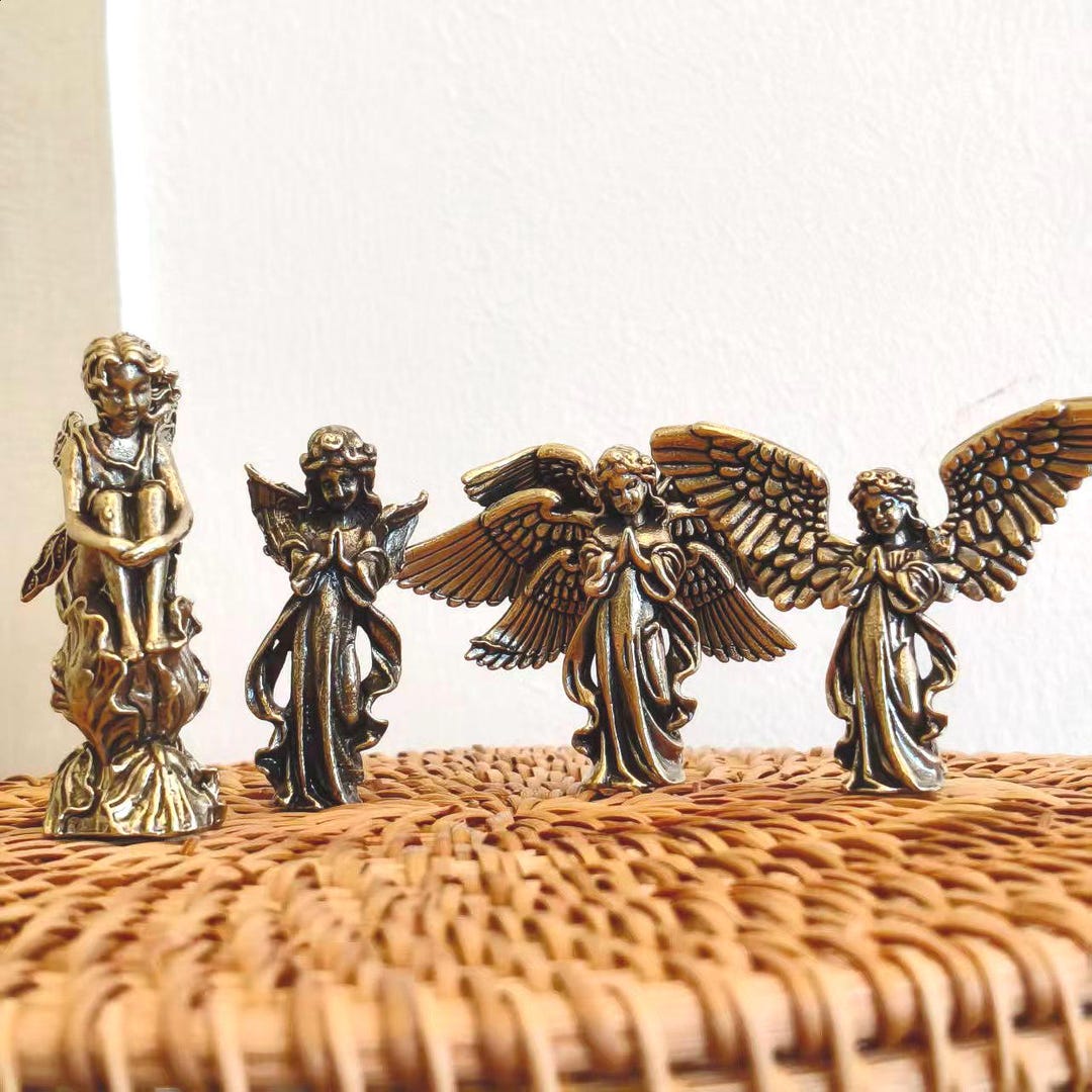 Vintage Brass Angel Statue: A Vintage Desktop Ornament Featuring a ...