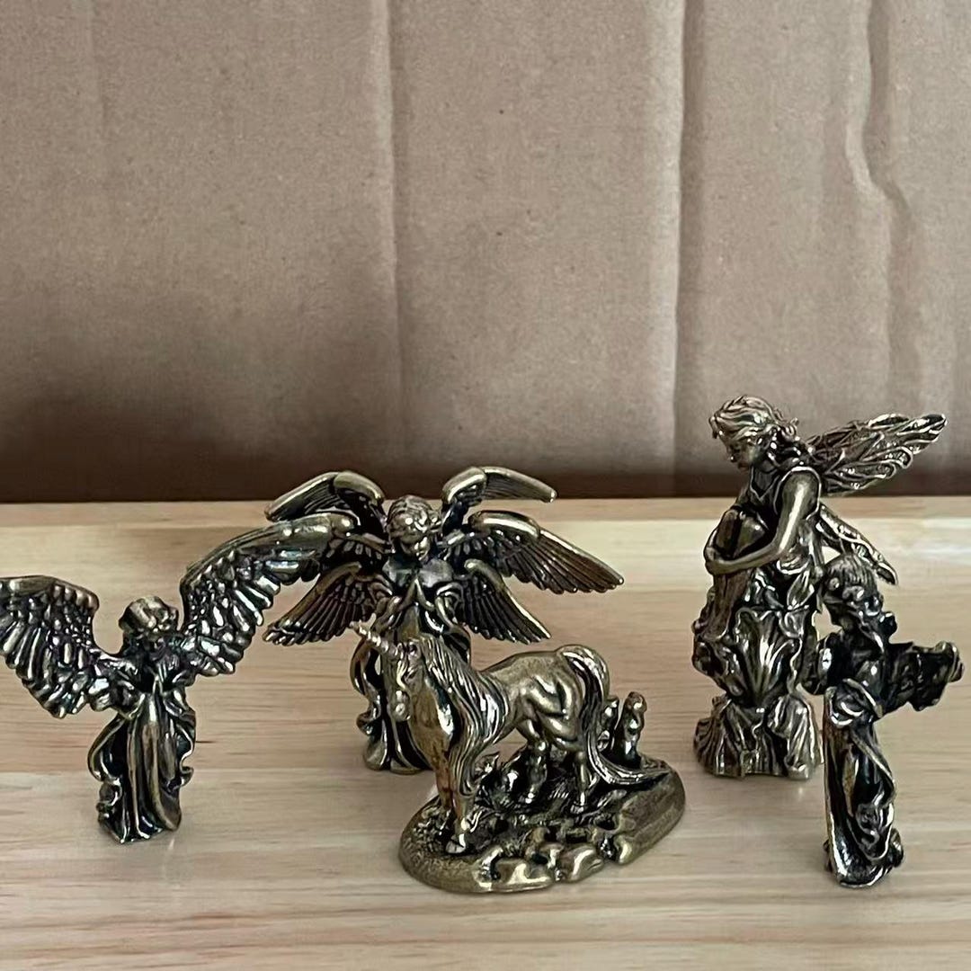 Vintage Brass Angel Figurine Set With Pegasus and Praying Angel ...