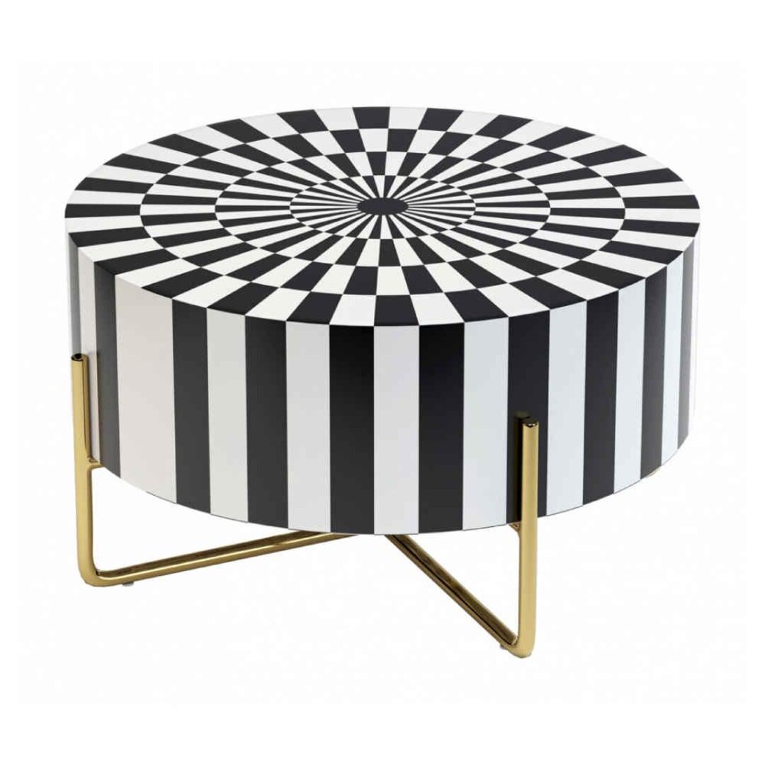 Bone Inlay Coffee Table, Round Coffee Table, Circular Inlay Table ...