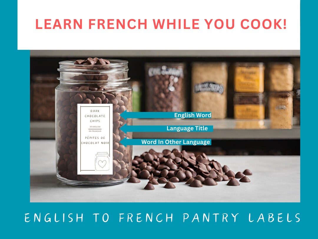 Pantry Labels Printable Labels, English to French - Simple Farmhouse ...