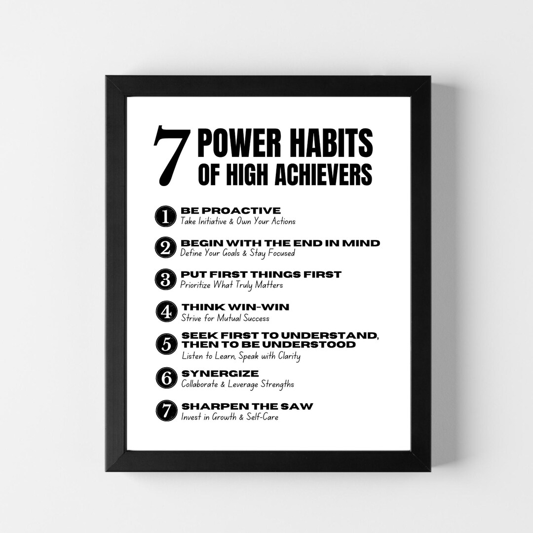 7 Power Habits of High Achievers - Motivational Wall Art - Digital ...