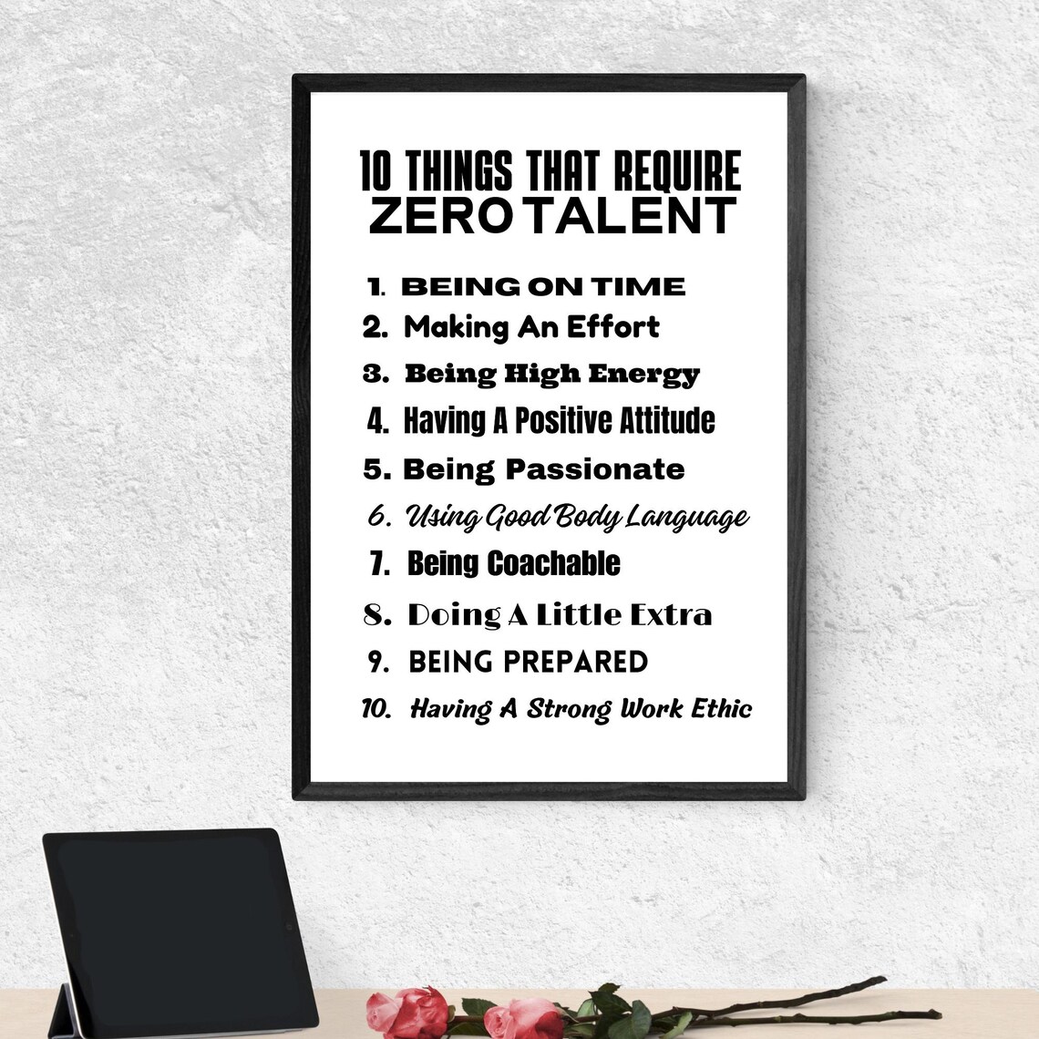 10 Things That Require Zero Talent Motivational Wall Art - Digital ...