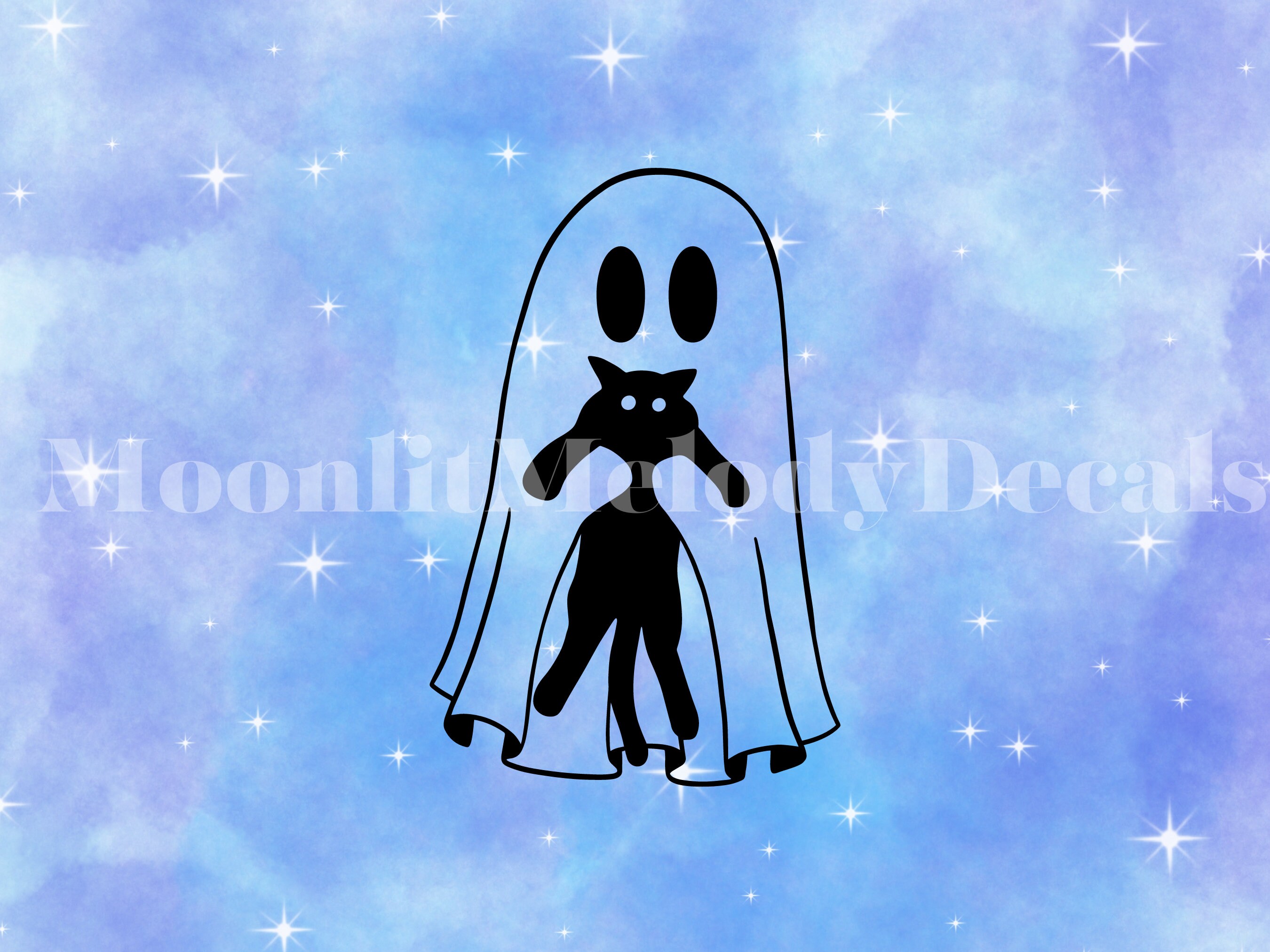 Ghost & Cat Decal Halloween Sticker Car Sticker Laptop Sticker Water ...