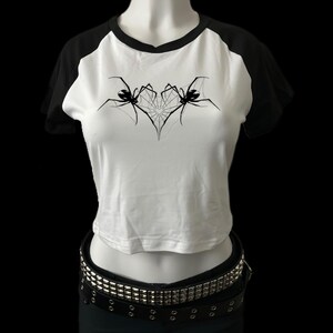 Spiders Web Heart Emo Goth Raglan Cropped Baby Tee - Etsy