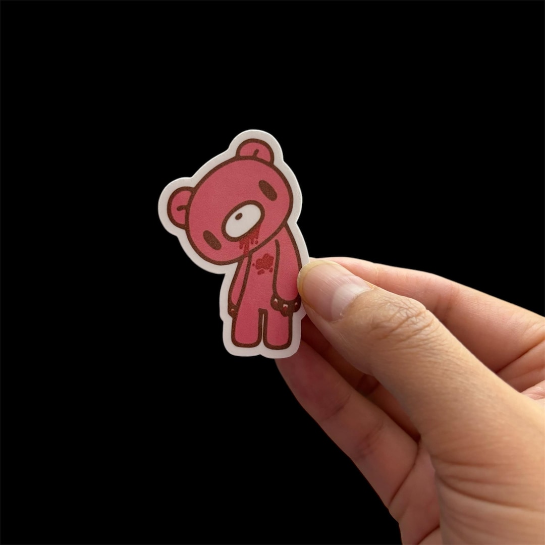 Bloody Pink Kawaii Bear Sticker Scenecore Emocore for Laptop, Phone ...