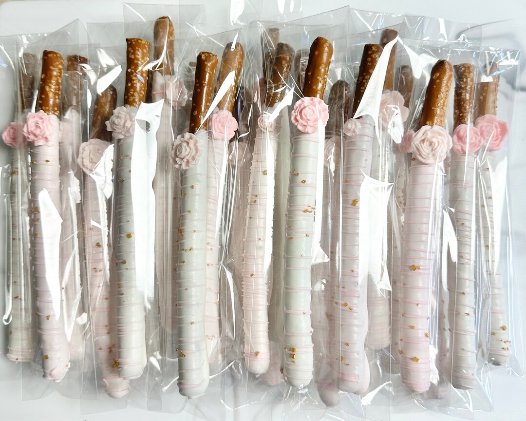 12 Pcs Chocolate Covered Pretzel Rods Individually Wrapped - Etsy