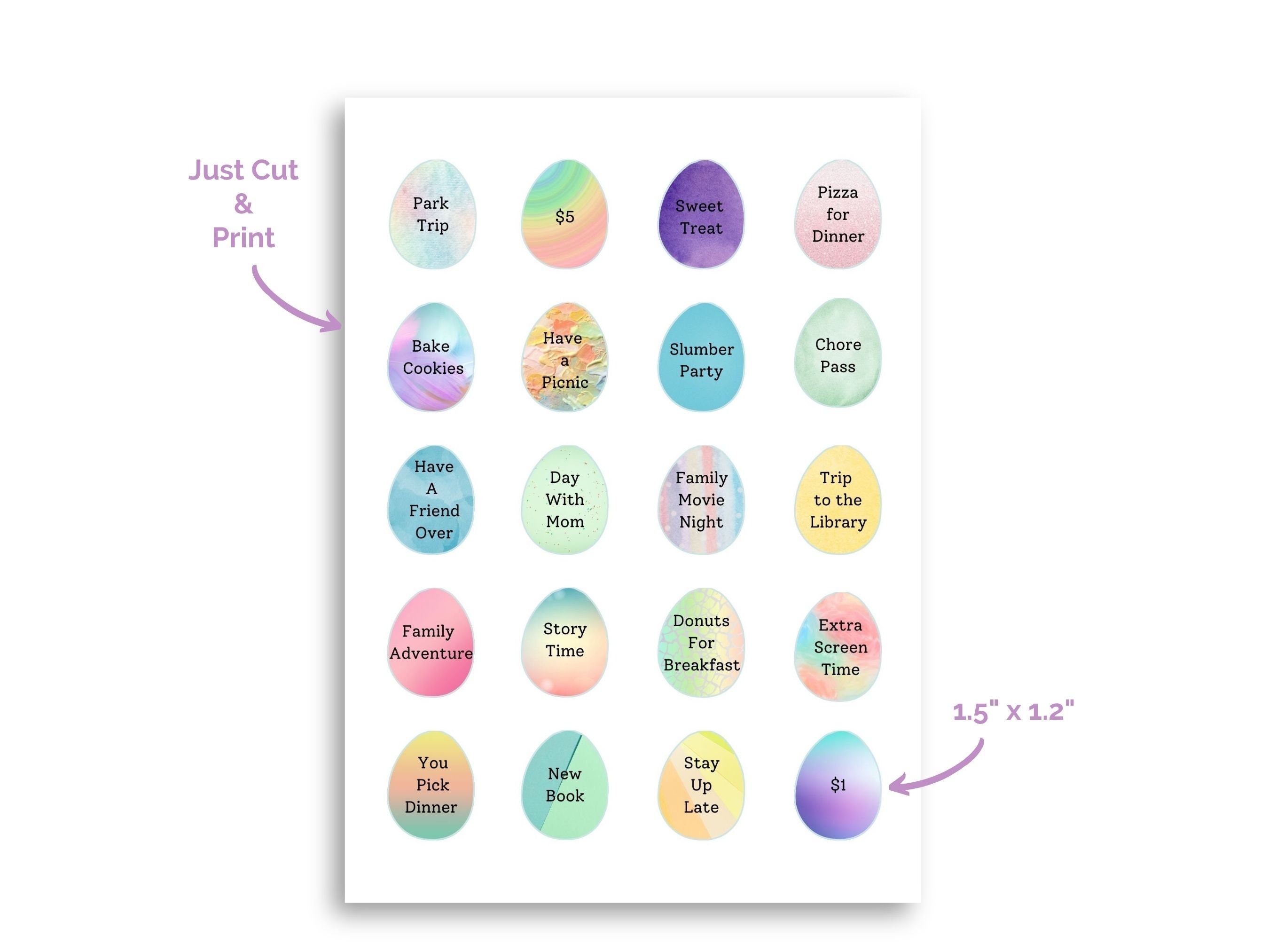 Easter Egg Tokens, Egg Stuffers, Printable Egg Fillers, Egg Hunt - Etsy